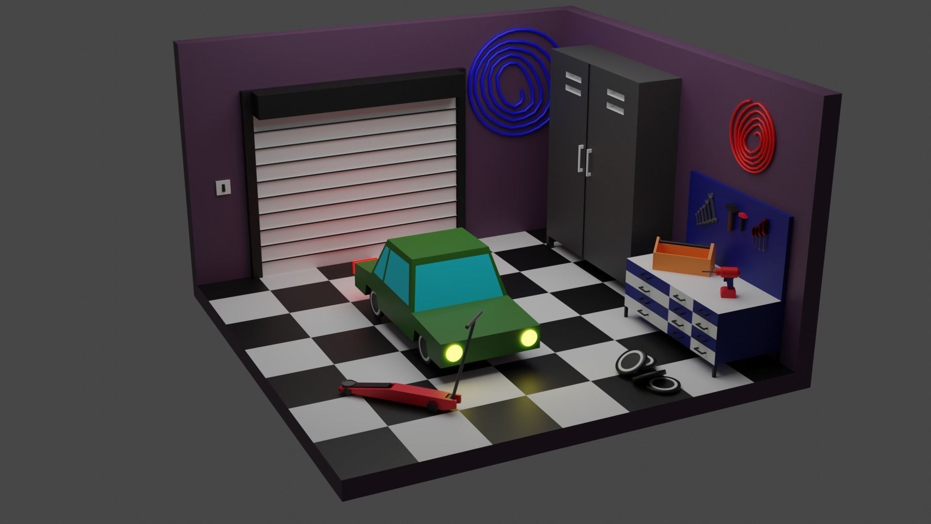 Isometric Garage free 3D model | CGTrader