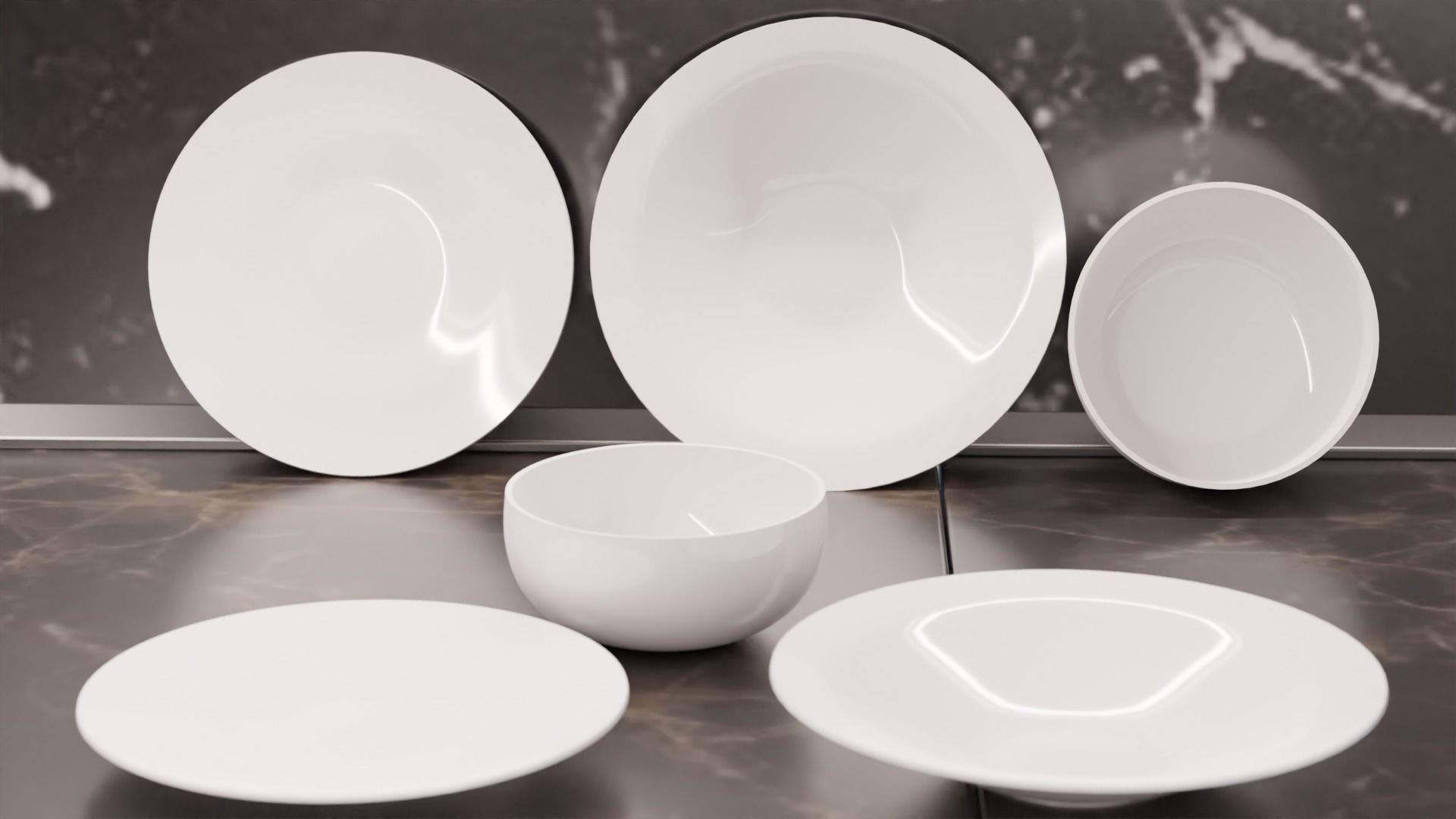 3D model Plates and Bowls pack VR / AR / low-poly | CGTrader