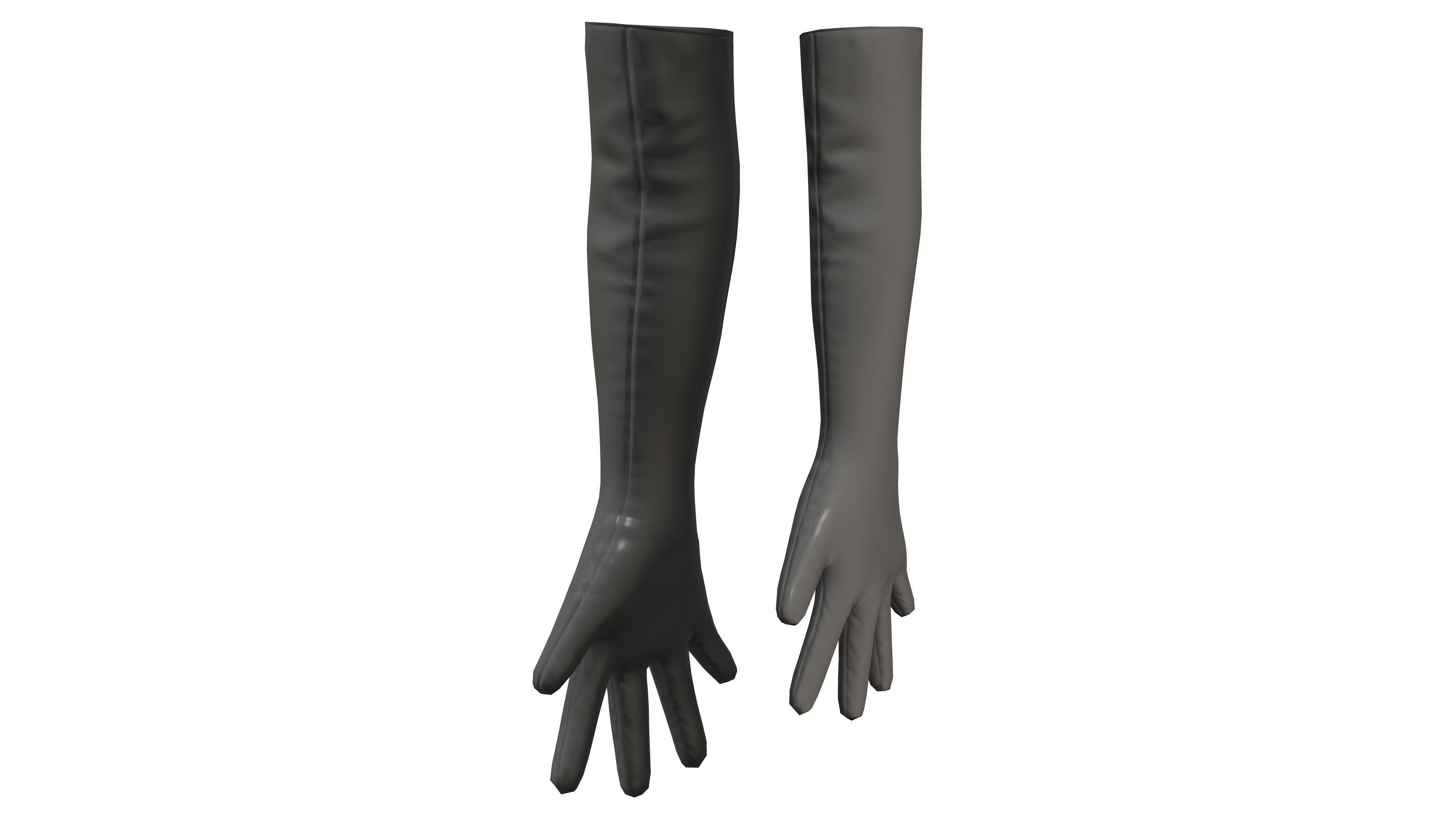 3D model Black Long Biceps Elegant Gloves VR / AR / low-poly | CGTrader