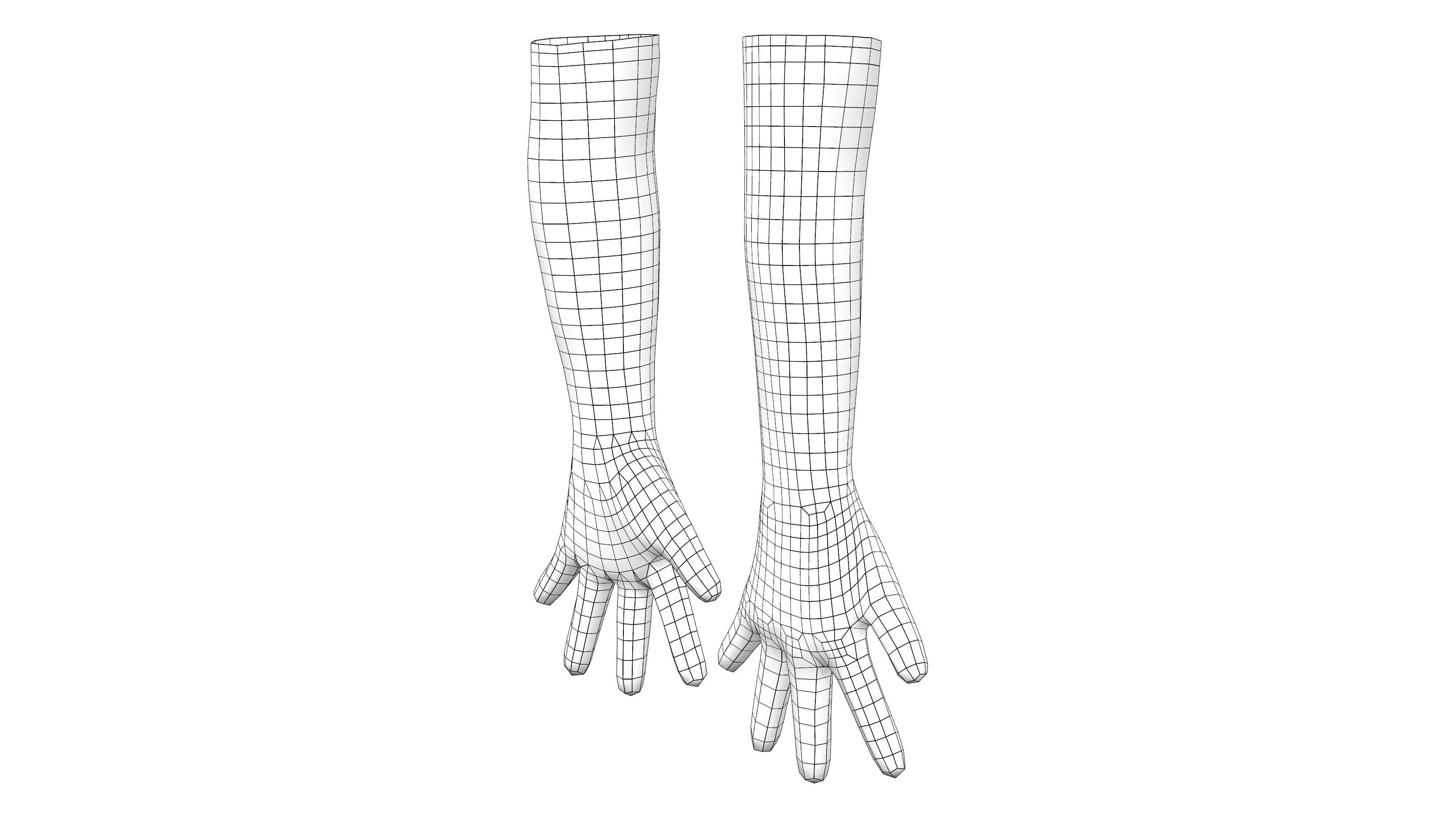 3D model Black Long Biceps Elegant Gloves VR / AR / low-poly | CGTrader