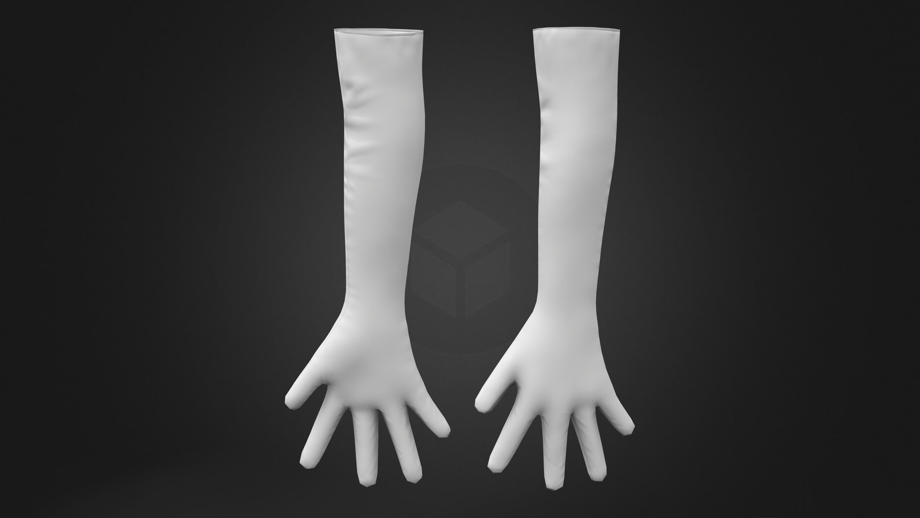 3D model Black Long Biceps Elegant Gloves VR / AR / low-poly | CGTrader