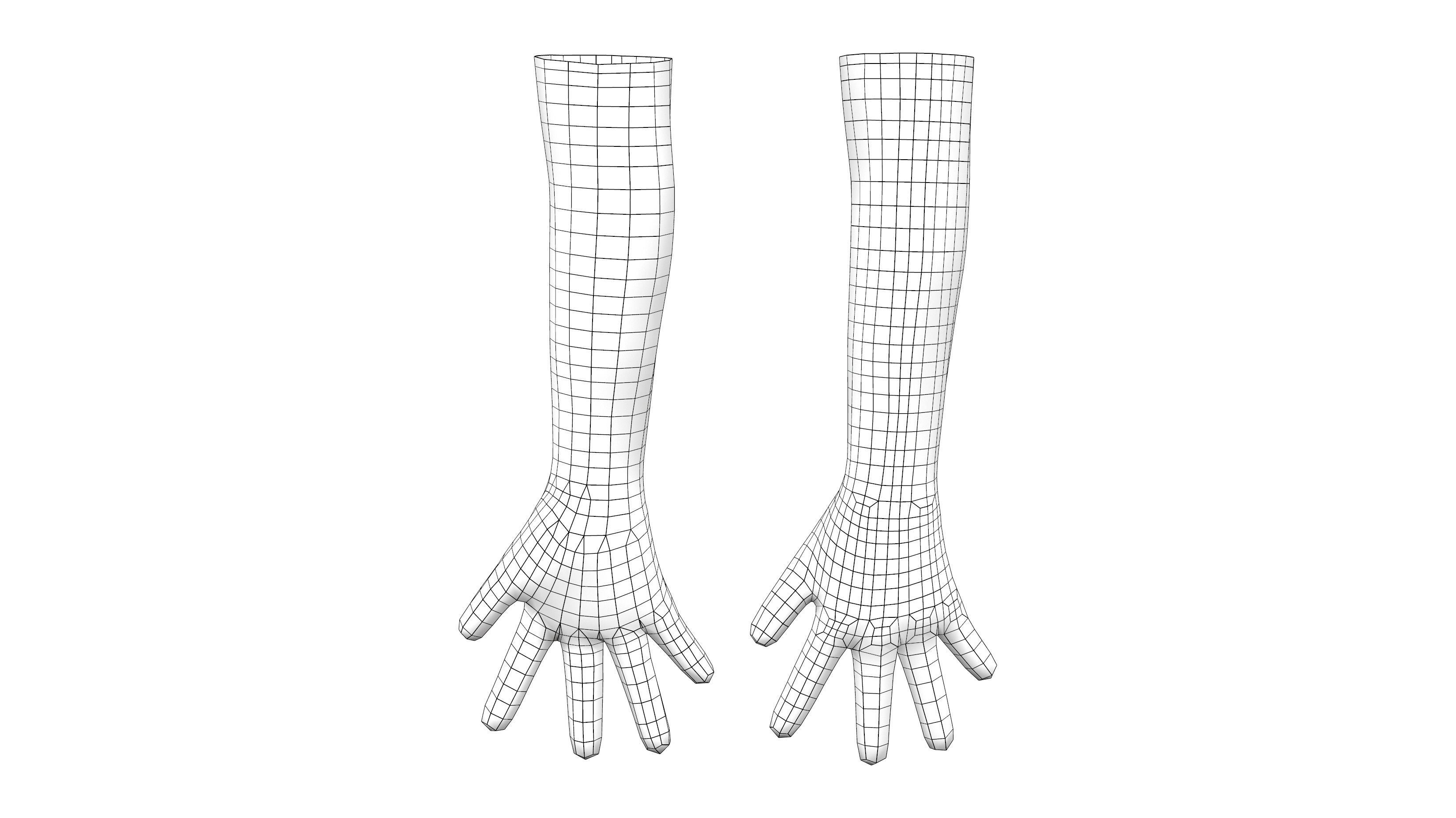 3D model Black Long Biceps Elegant Gloves VR / AR / low-poly | CGTrader