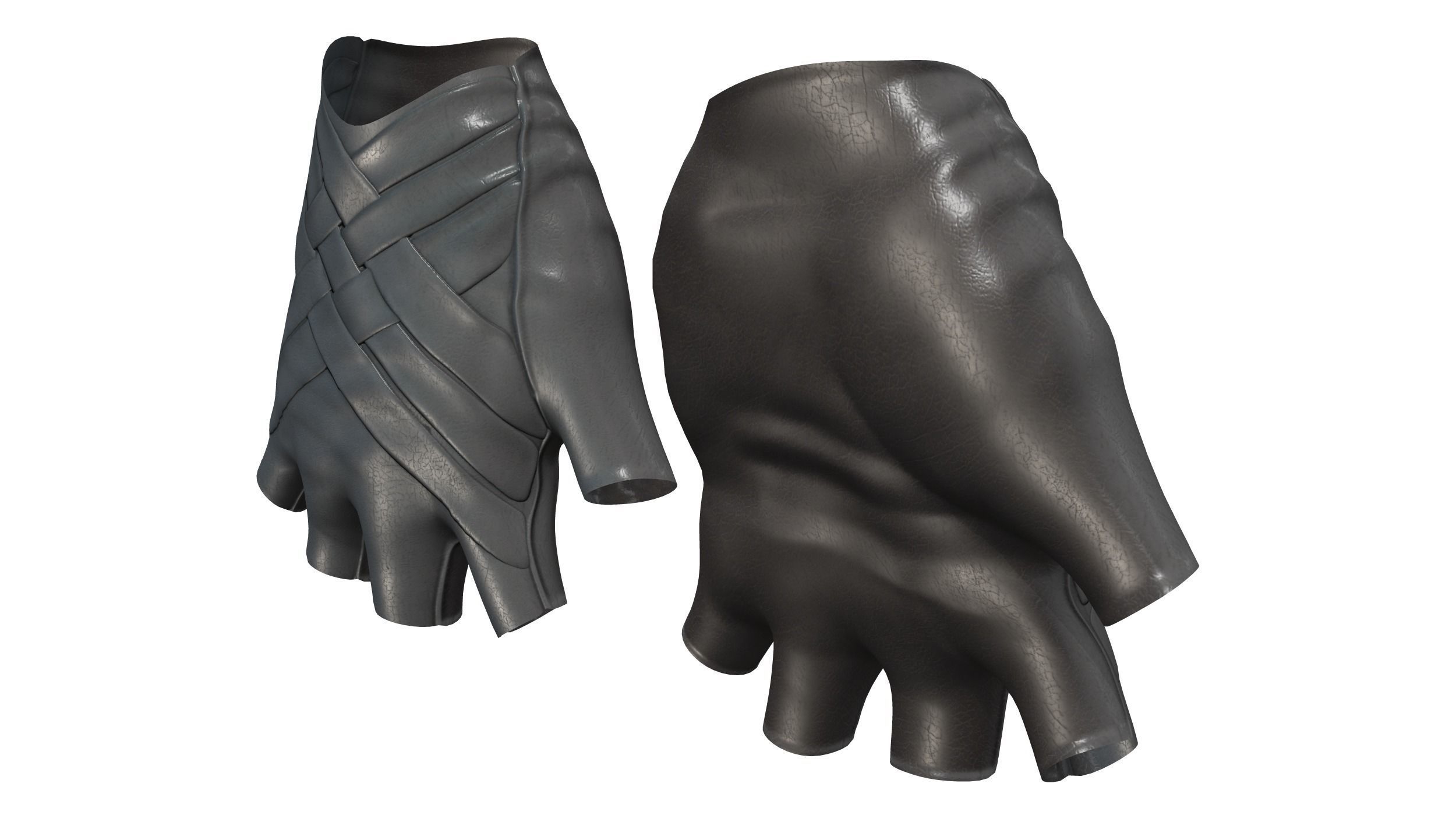3D model Fingerless Leather Rebellion Gloves VR / AR / low-poly | CGTrader