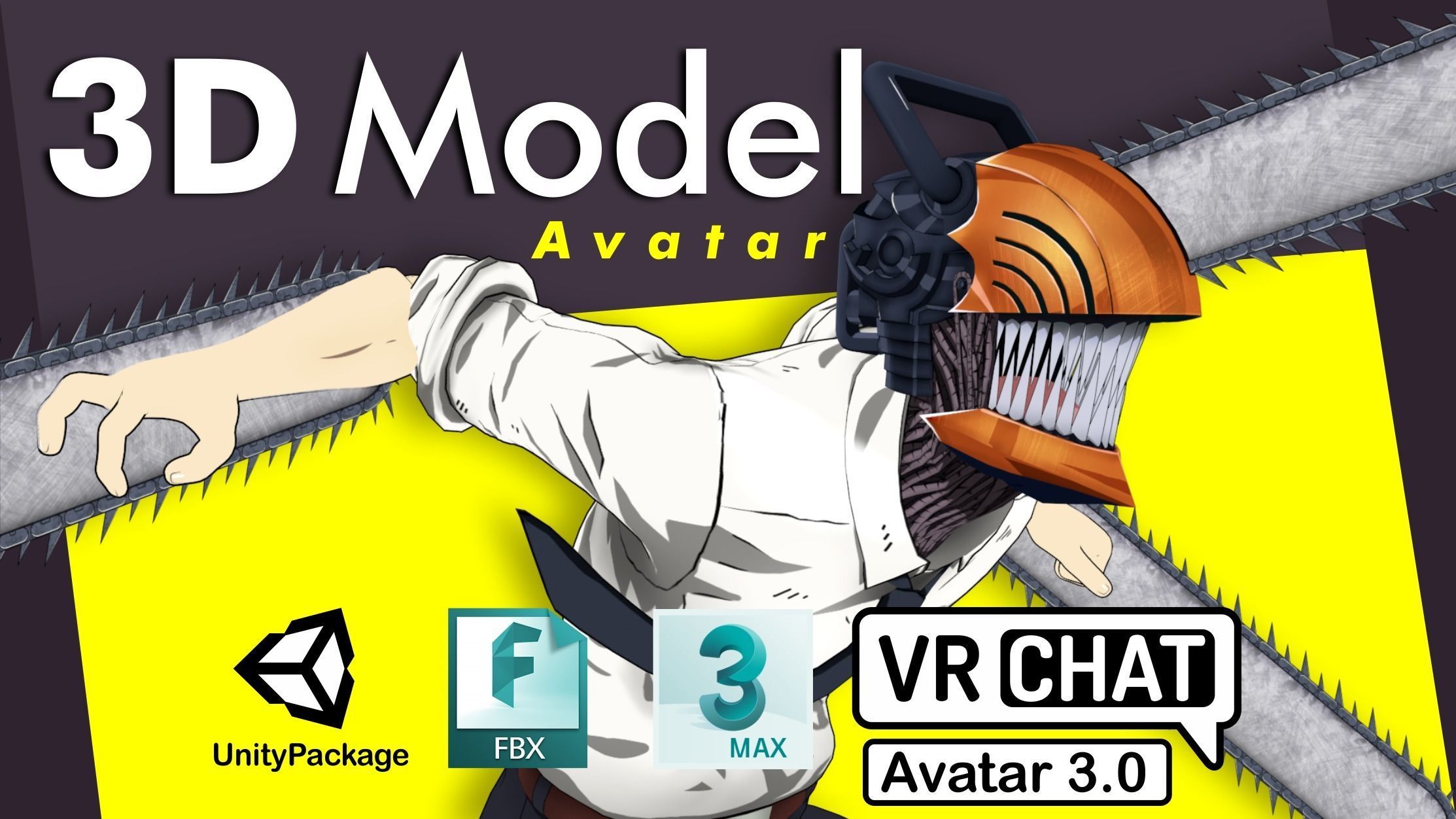 Chainsaw Man Avatar VRChat 3D model rigged | CGTrader