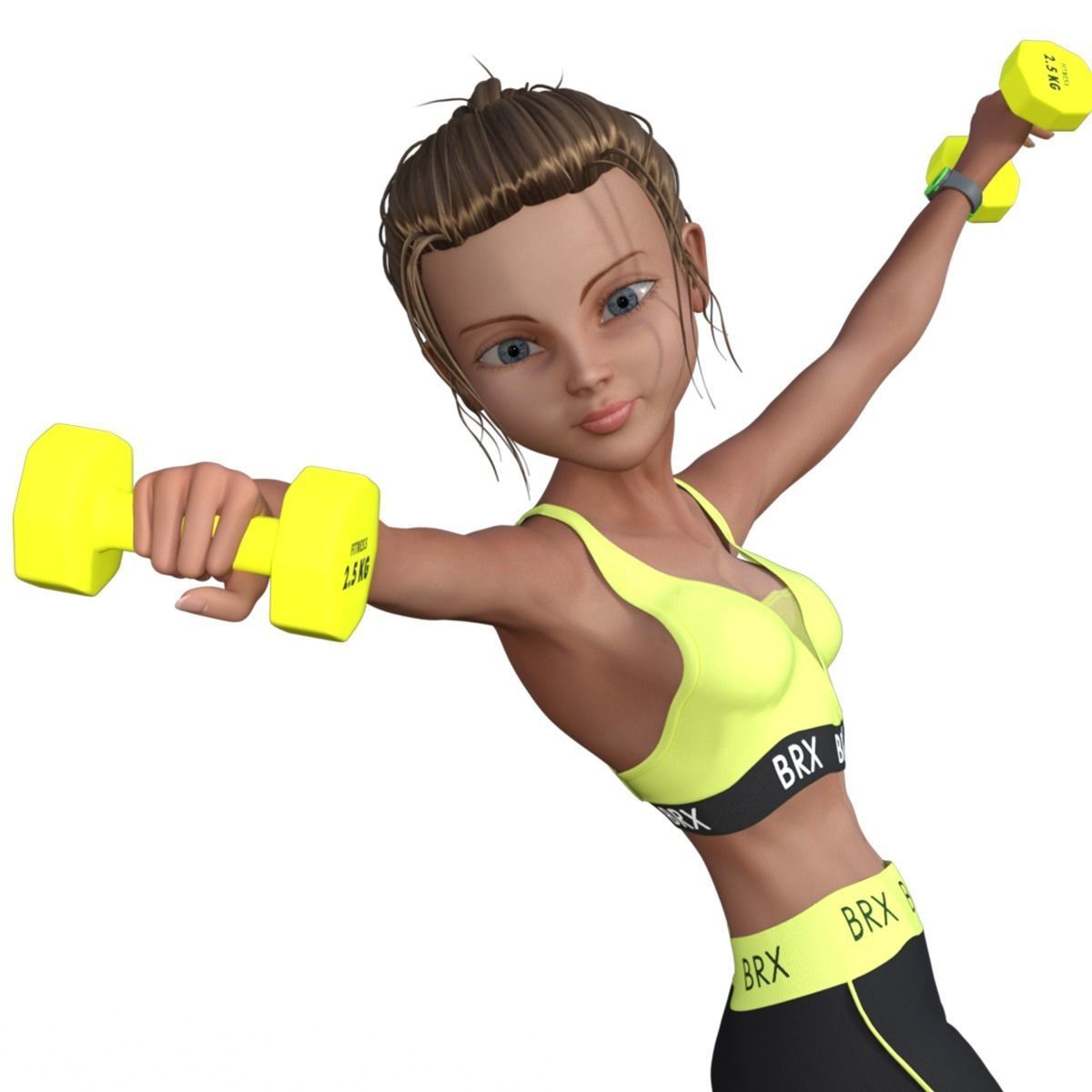 Fitness Sporty Girl Rigged 3D model rigged | CGTrader