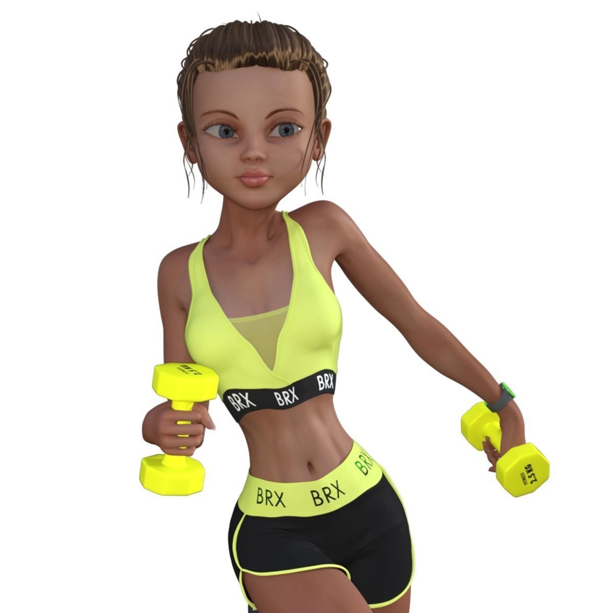Fitness Sporty Girl Rigged 3D model rigged | CGTrader