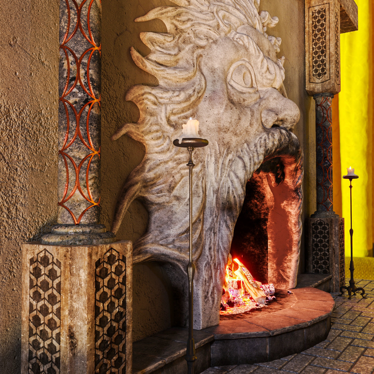 Fireplace Concrete Face Sculpt 3D model | CGTrader