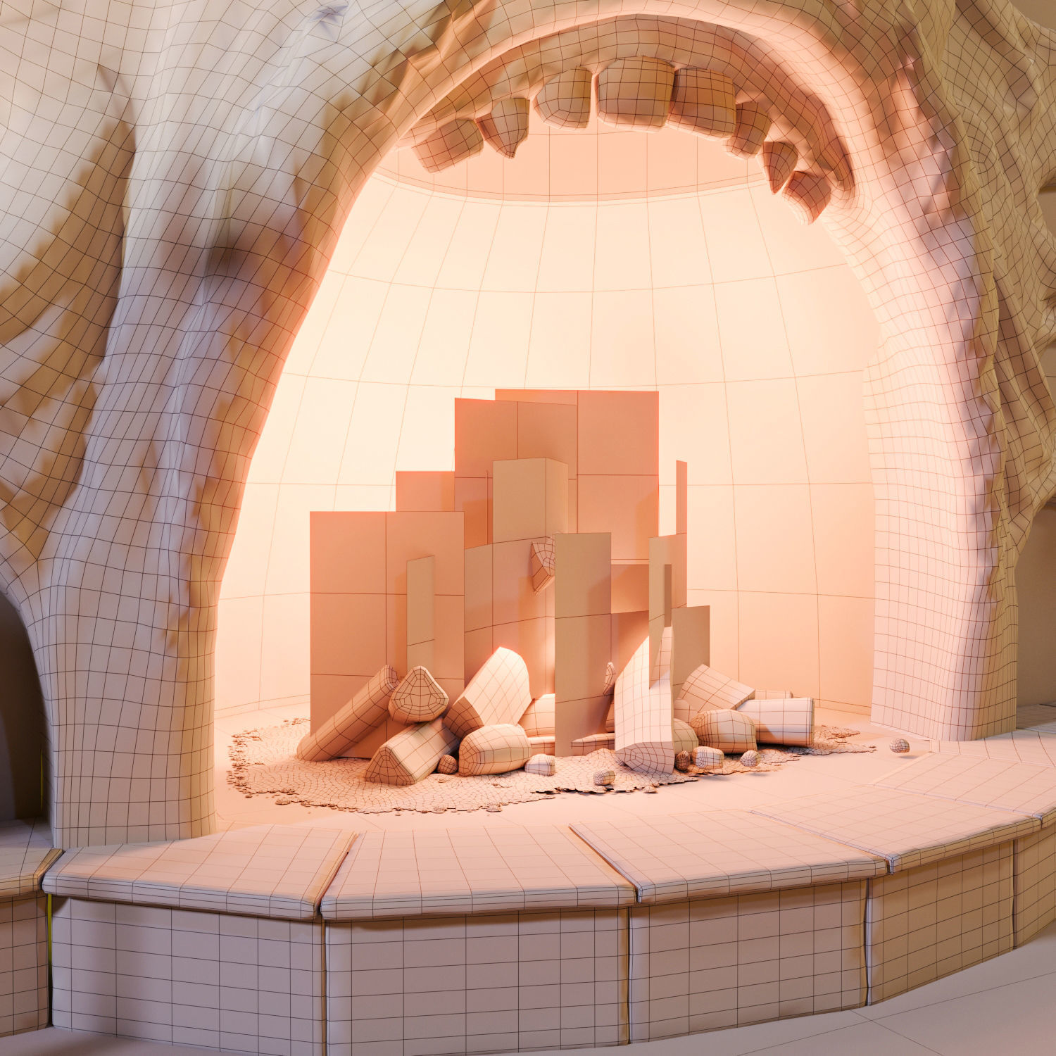 Fireplace Concrete Face Sculpt 3D model | CGTrader