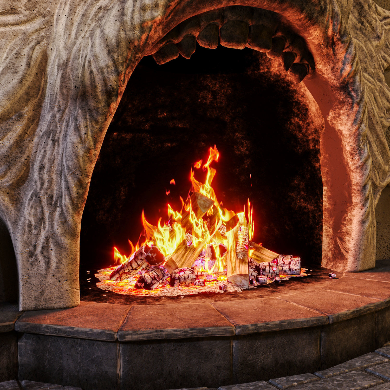 Fireplace Concrete Face Sculpt 3D model | CGTrader