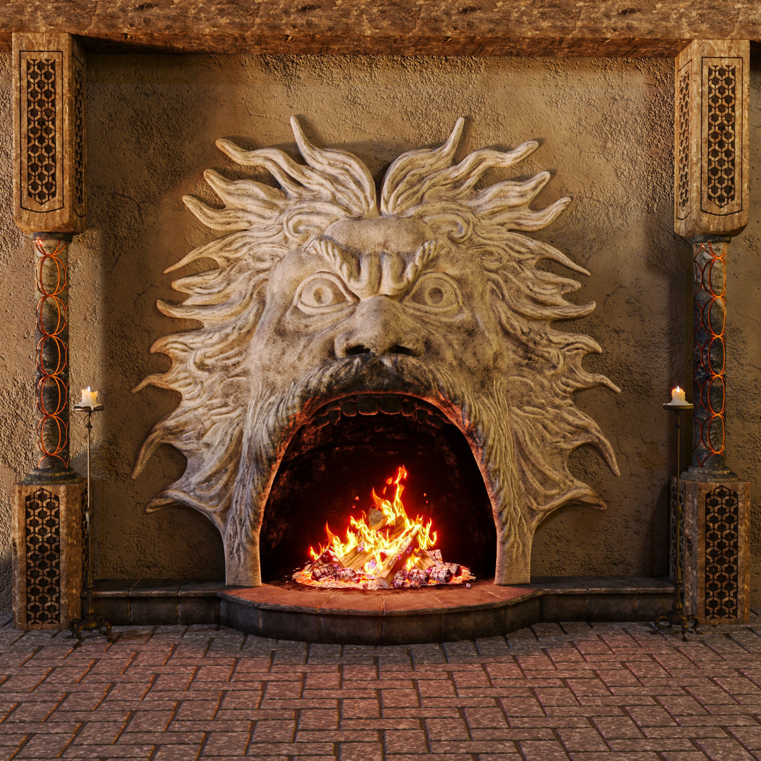 Fireplace Concrete Face Sculpt 3D model | CGTrader