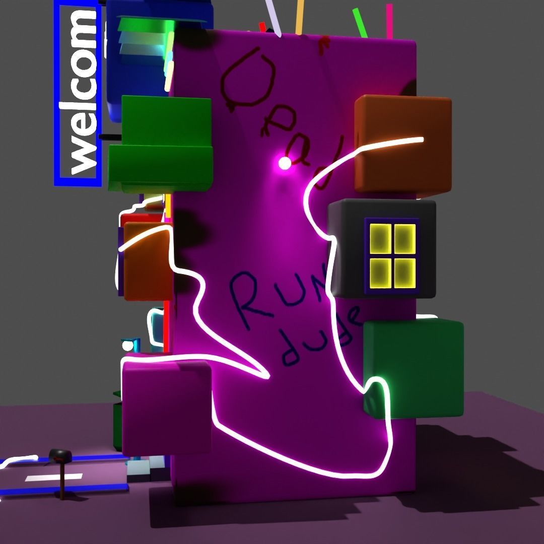 3D model low poly cyberpunk style building VR / AR / low-poly | CGTrader