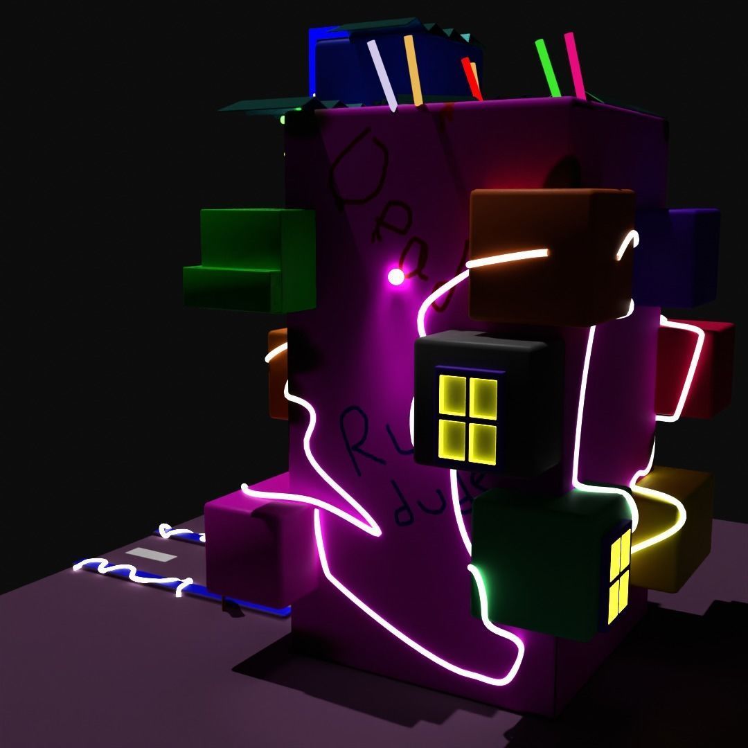3D model low poly cyberpunk style building VR / AR / low-poly | CGTrader
