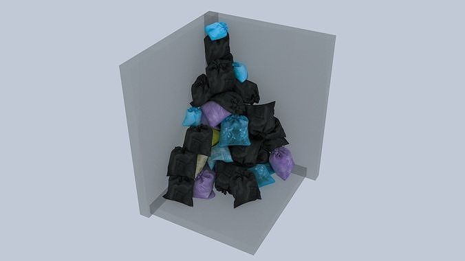 Big Garbage Bags Pile in Interior Street Corner 3D model | CGTrader