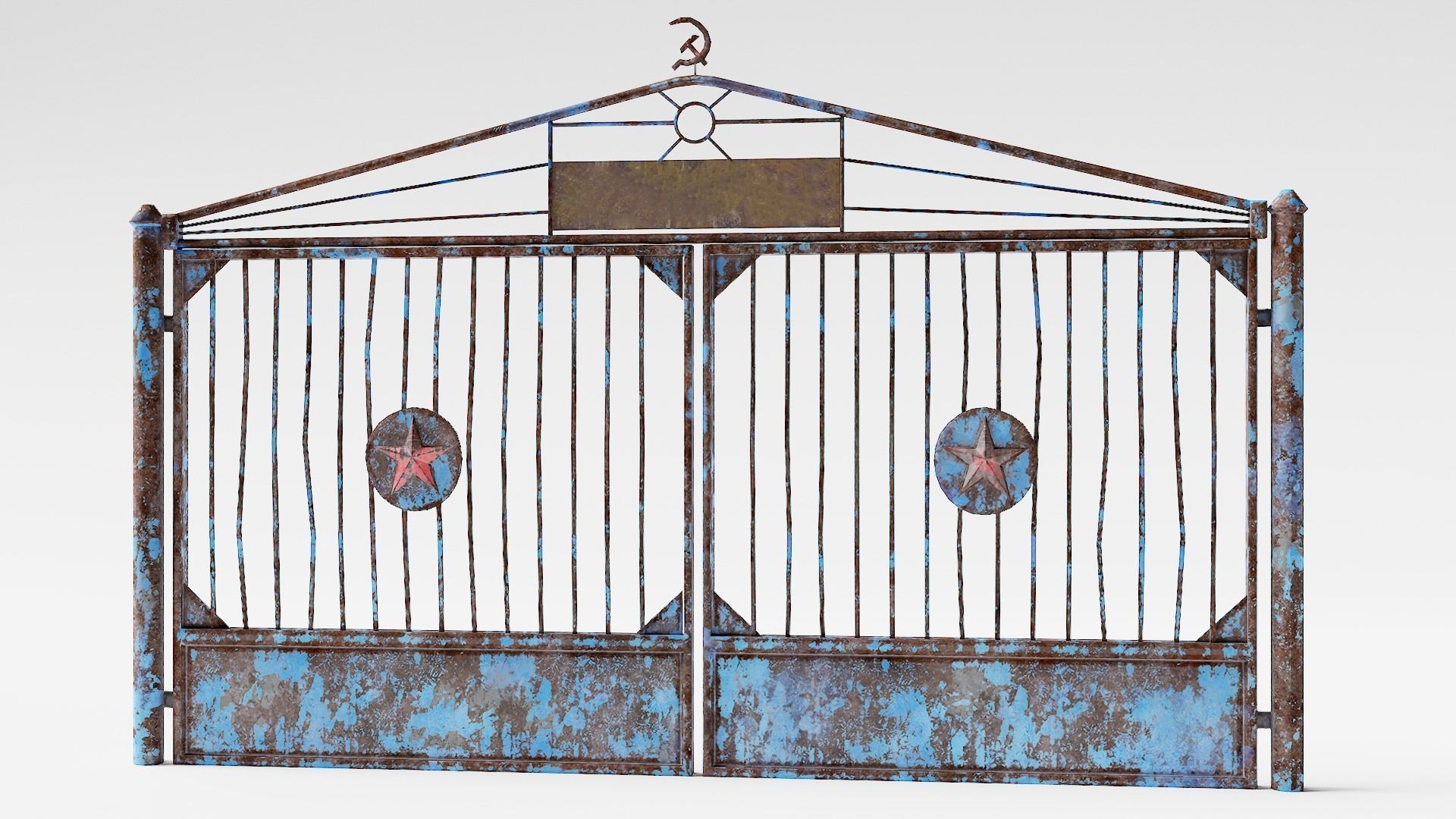 3D model PBR pack of 2color old metal damaged military gates VR / AR ...