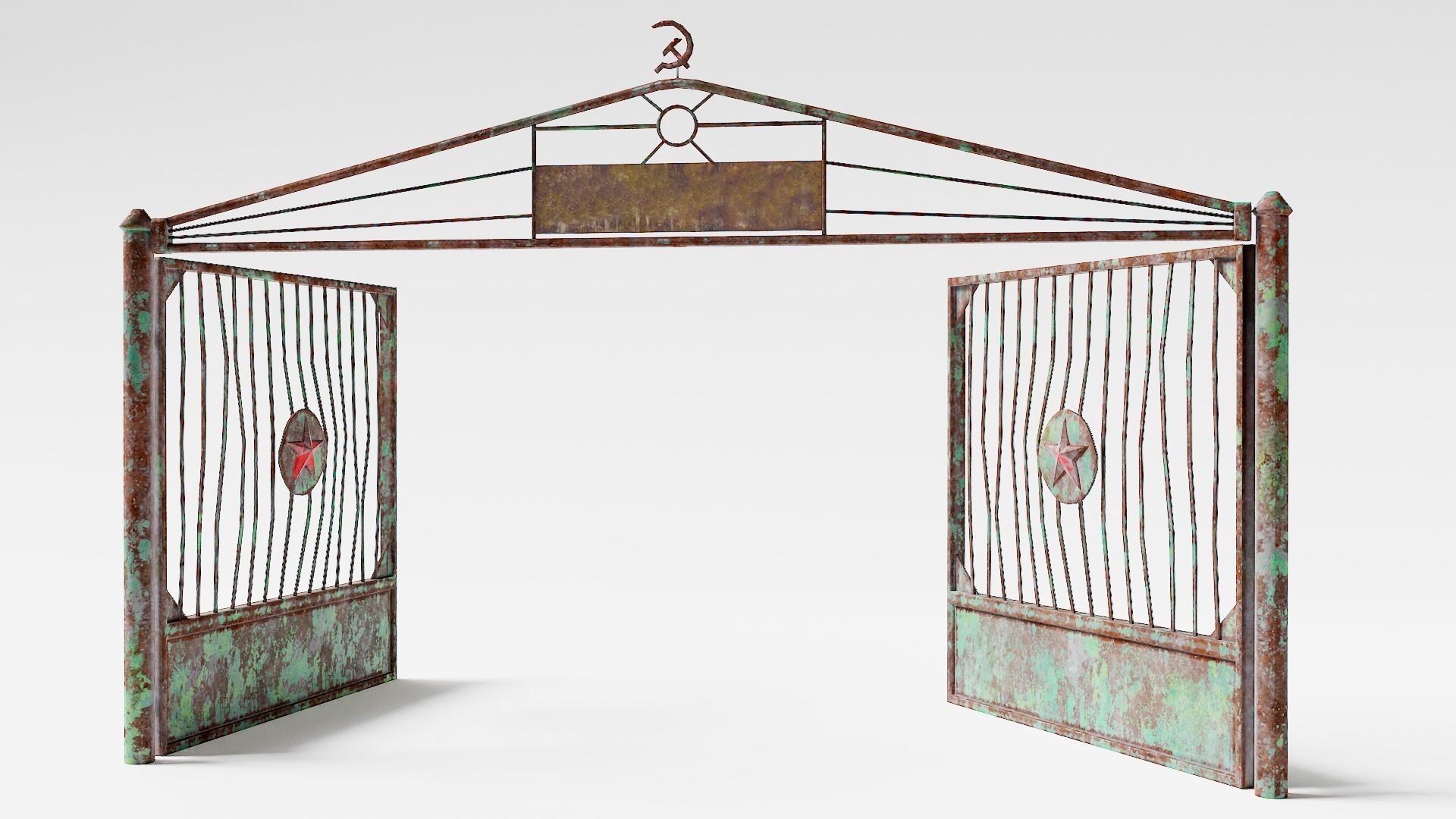 3D model PBR pack of 2color old metal damaged military gates VR / AR ...