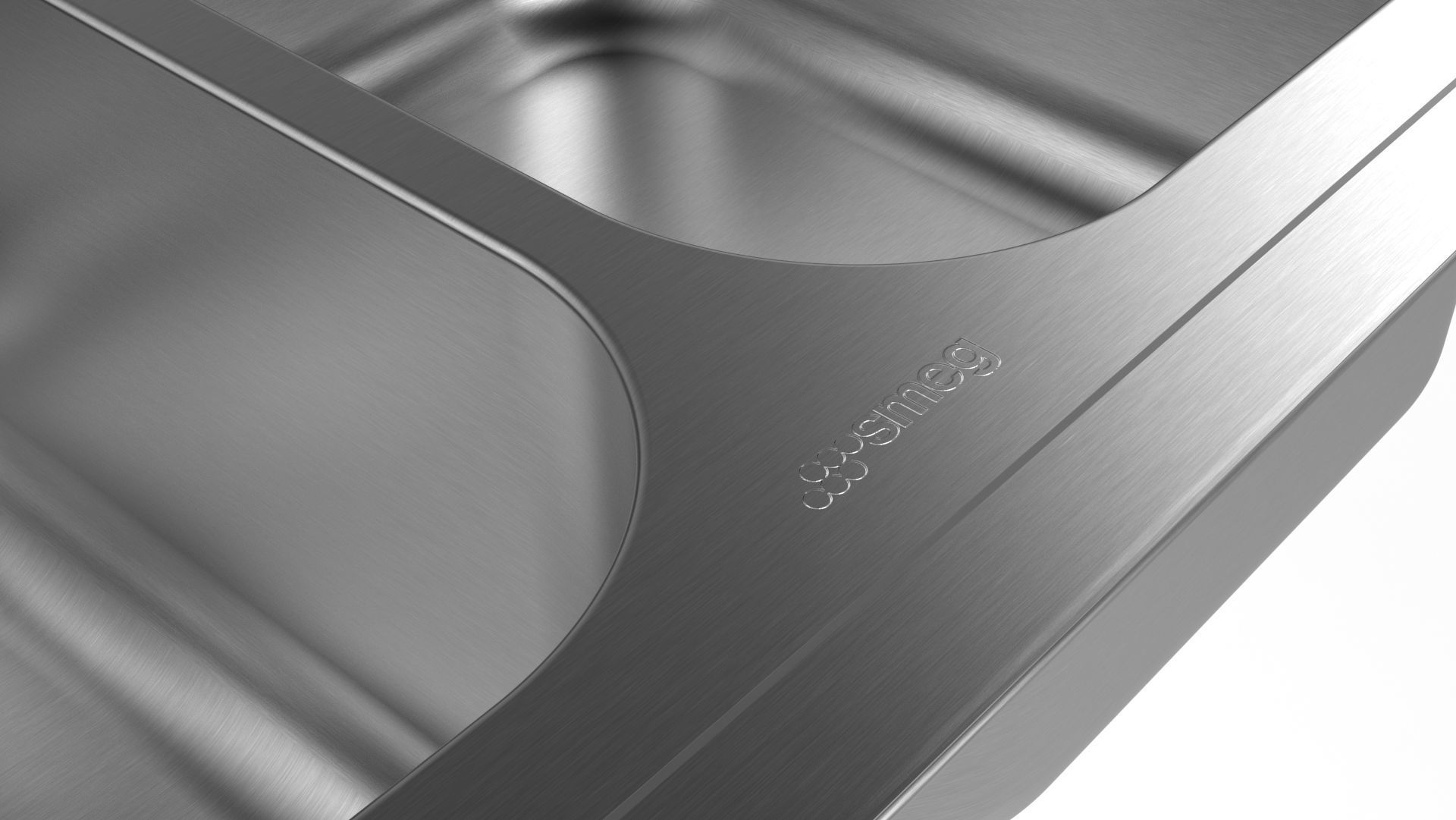 Smeg Double Bowl Sink with Drain Board 3D model | CGTrader
