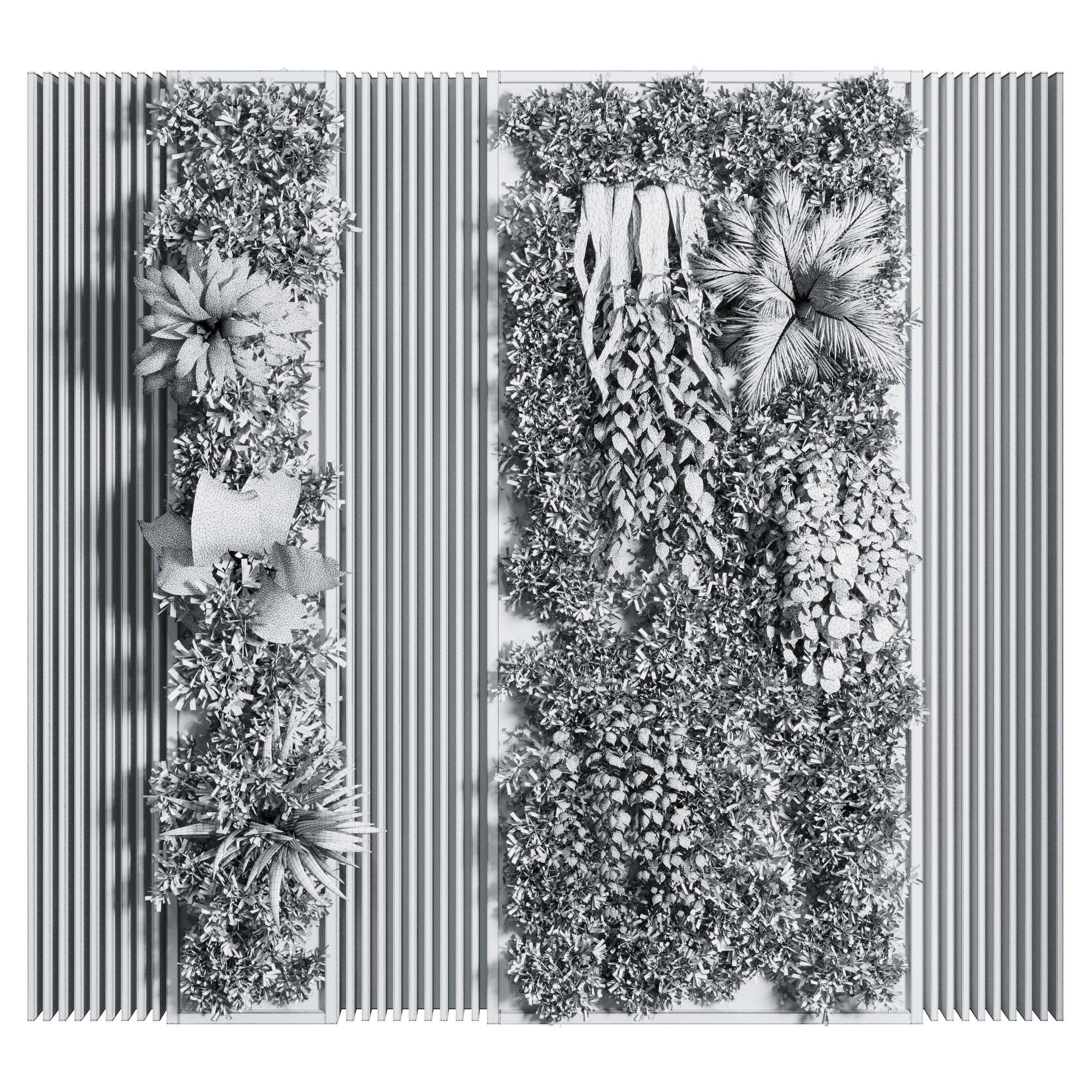 3D model Vertical graden wooden frame wooden wall decor VR / AR / low ...