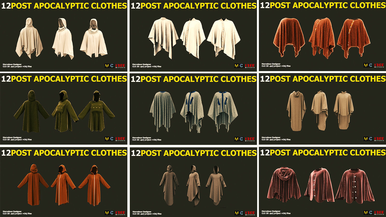 3D model 12 POST APOCALYPTIC CLOTHES VR / AR / low-poly | CGTrader