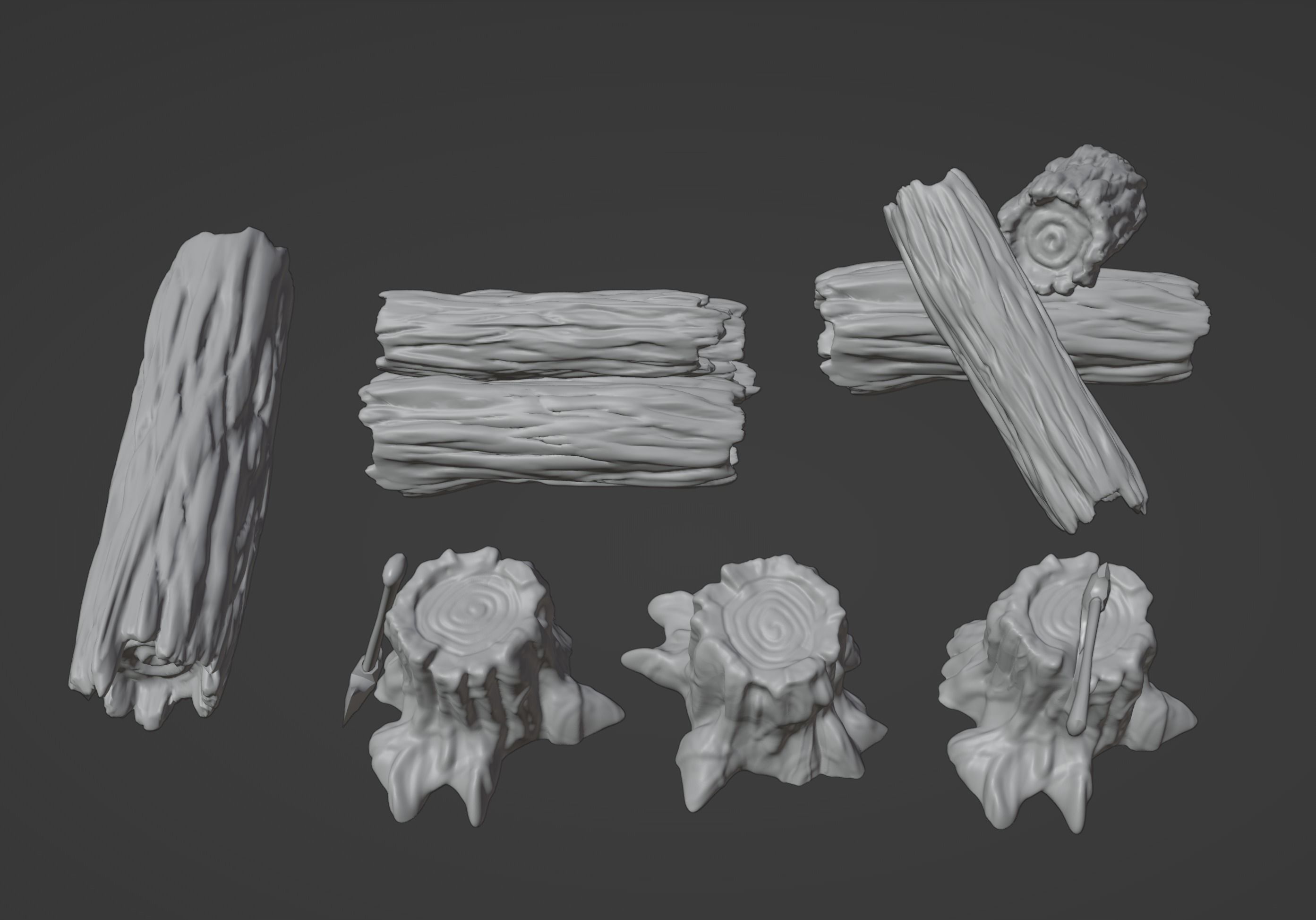 Tree trunks and logs 3D model 3D printable | CGTrader