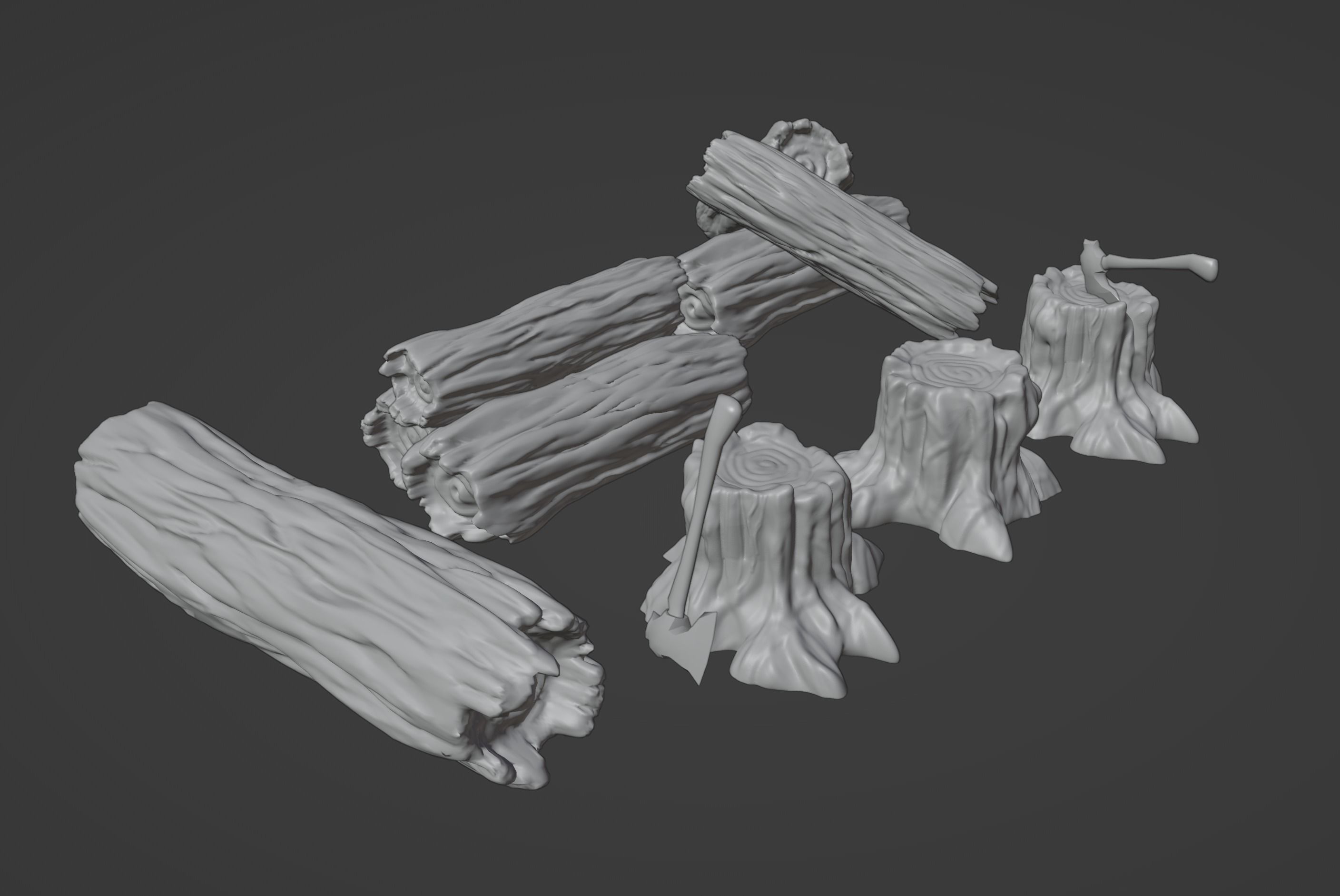 Tree trunks and logs 3D model 3D printable | CGTrader