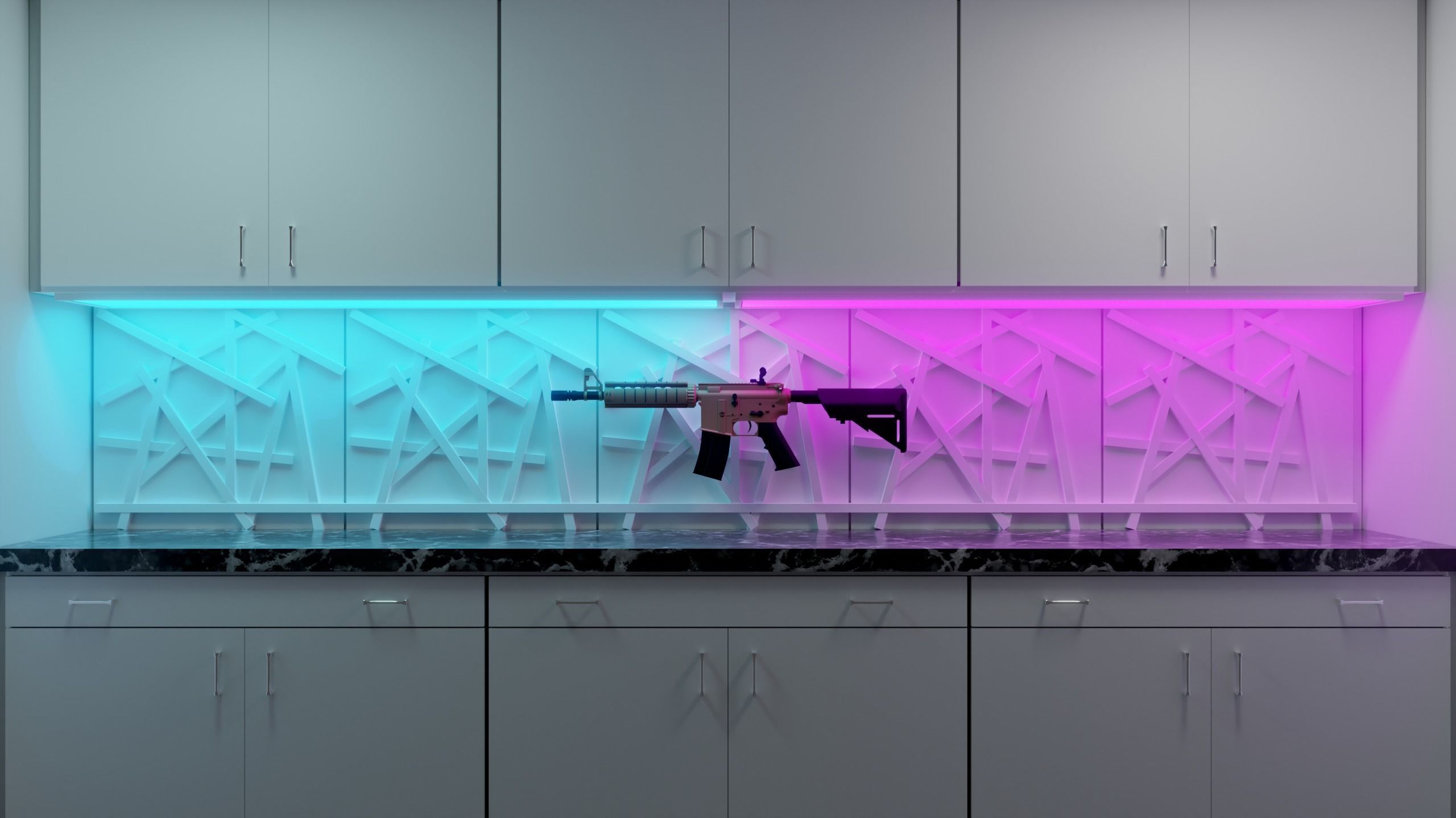 3D model The Armory kitchen with gun on counter VR / AR / low-poly ...