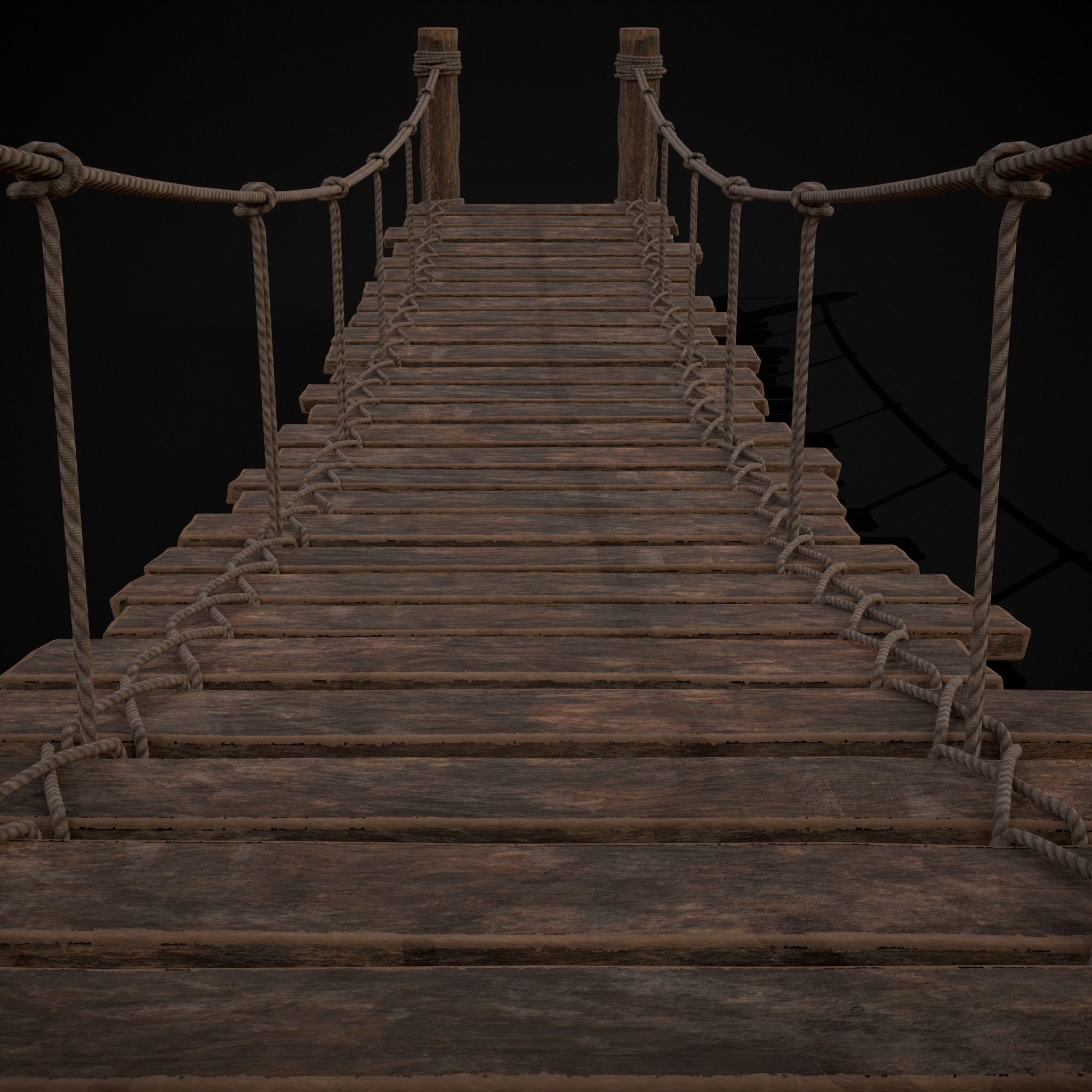 3D model Rustic Wooden Rope Bridge VR / AR / low-poly | CGTrader