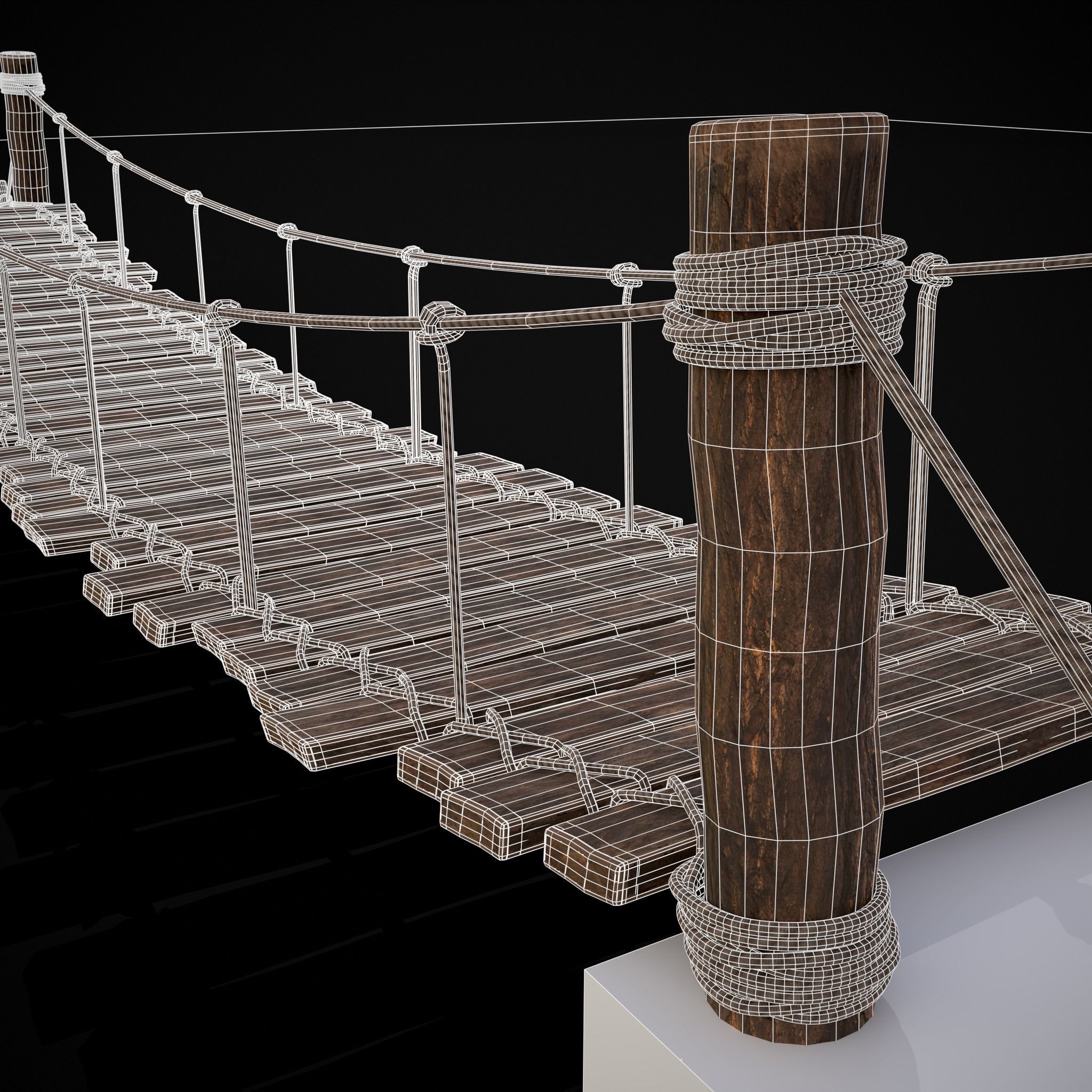 3D model Rustic Wooden Rope Bridge VR / AR / low-poly | CGTrader