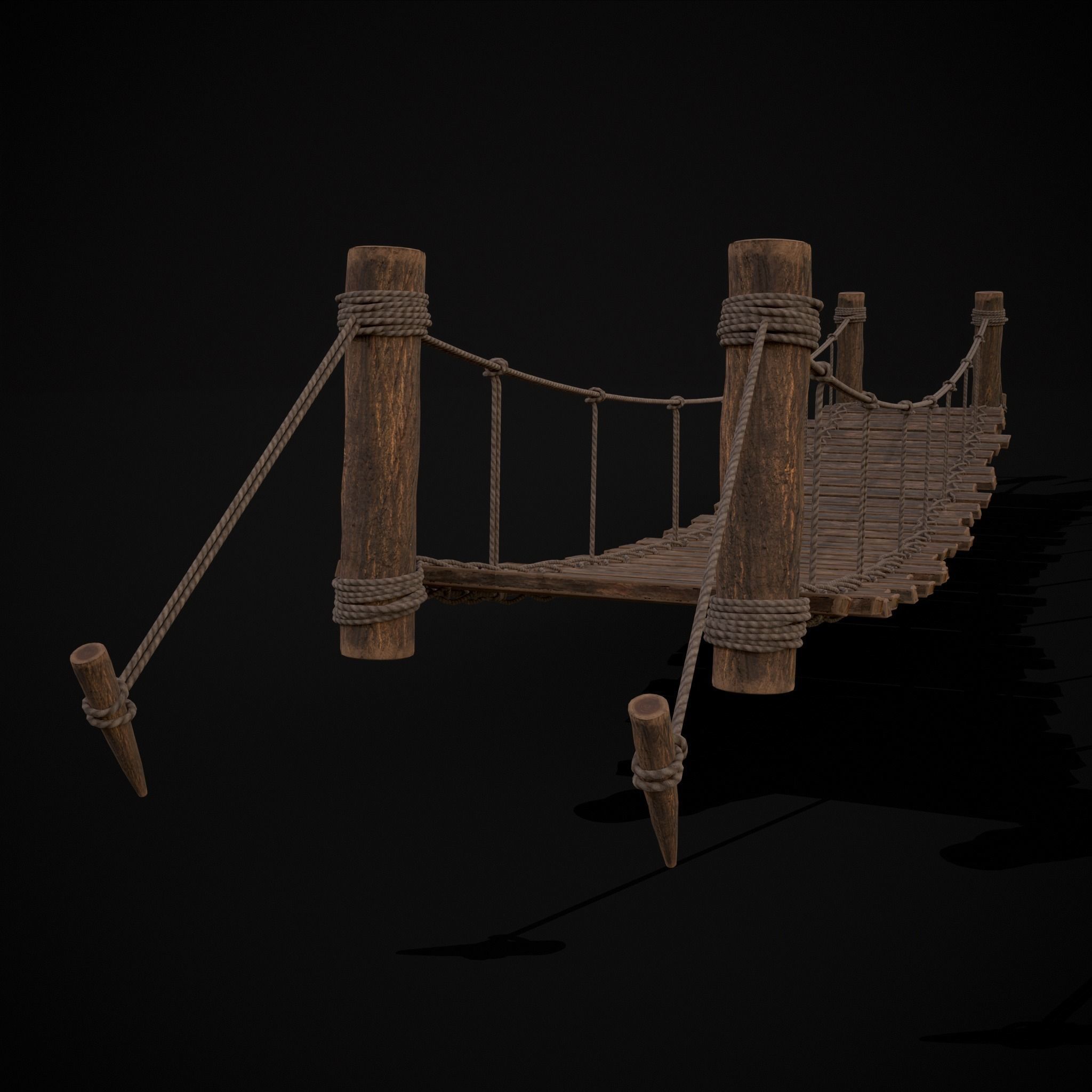 3D model Rustic Wooden Rope Bridge VR / AR / low-poly | CGTrader
