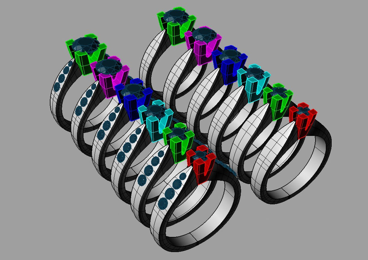 Set 12 pz Solitaire diamond Anello solitario Sl84 3D model 3D printable ...
