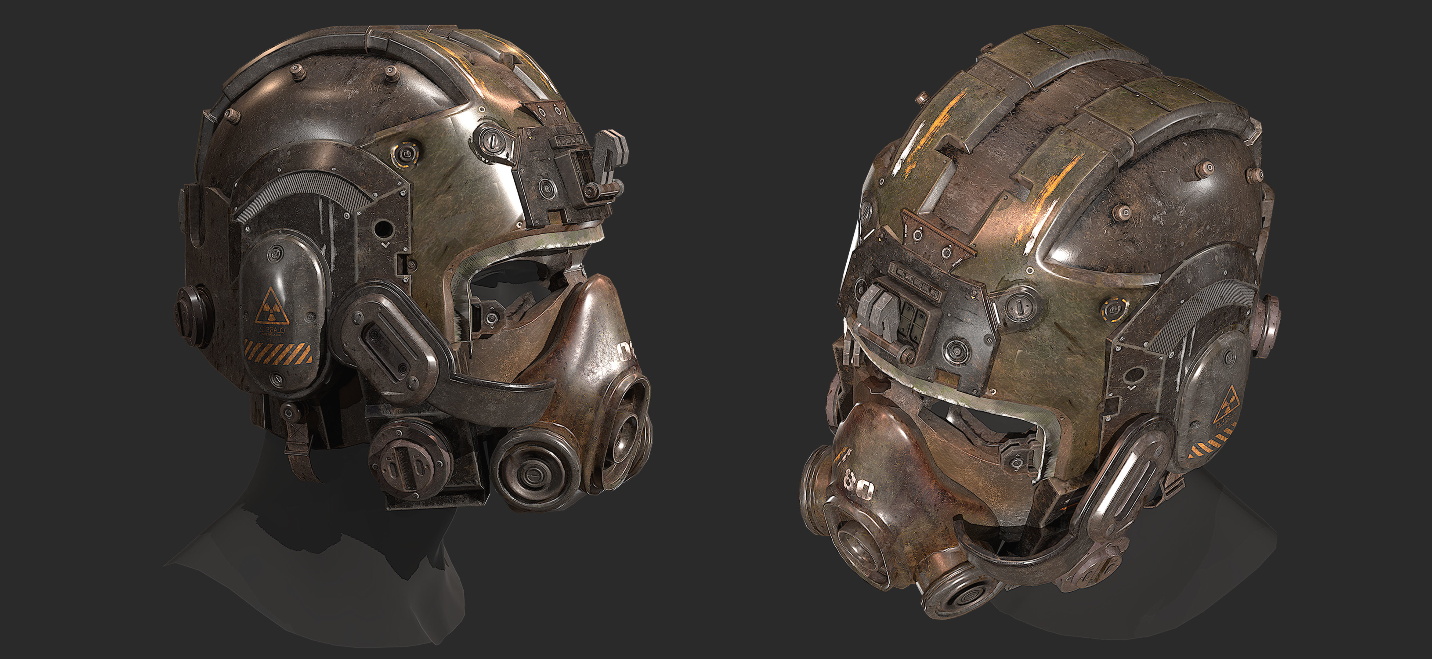 3D model PBR Game-Ready Post-apocalyptic Helmet VR / AR / low-poly ...