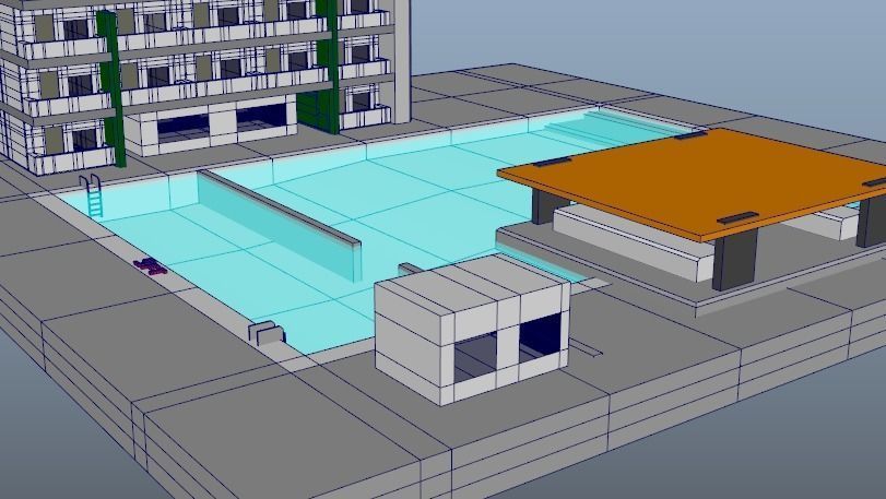 3D model Swimming Pool Complex Resort VR / AR / low-poly | CGTrader