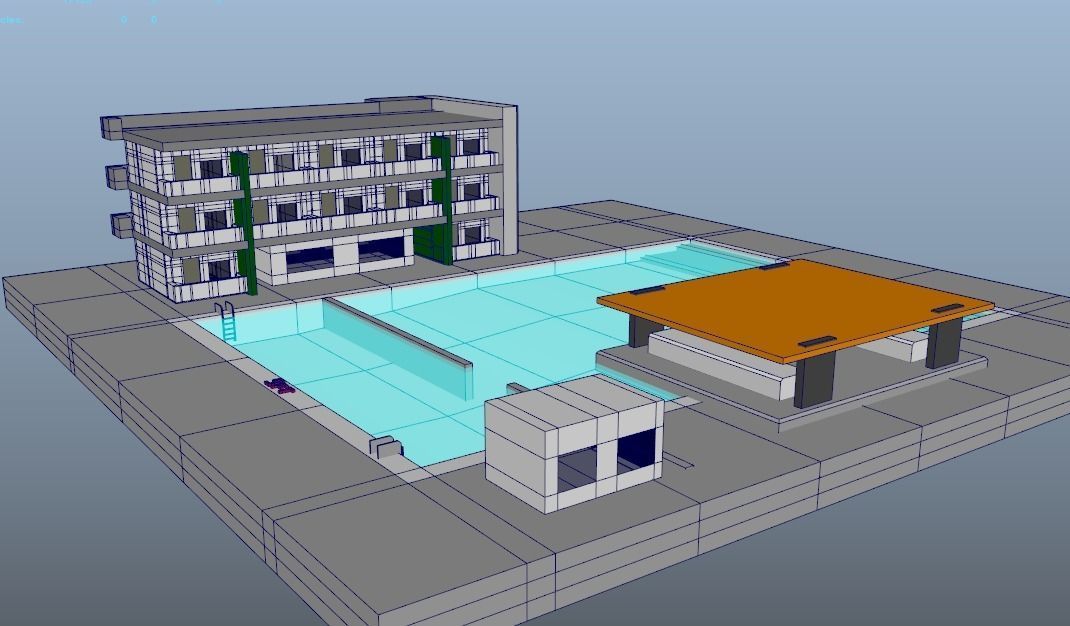 3D model Swimming Pool Complex Resort VR / AR / low-poly | CGTrader