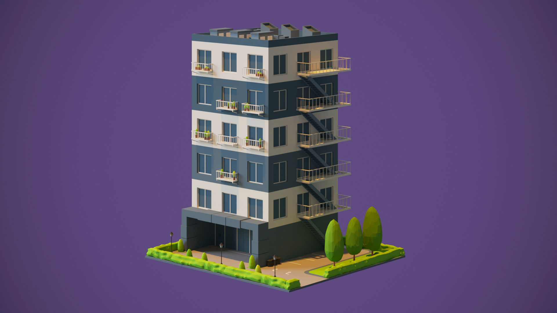 Cartoon Buildings 3D model | CGTrader