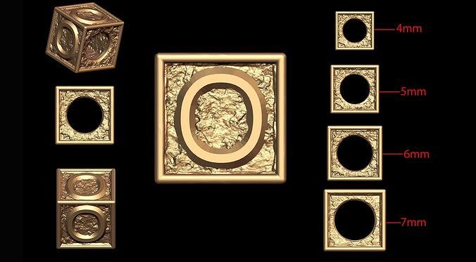 O Letter Nugget Bracelet Bead in 4 sizes 3D model 3D printable | CGTrader