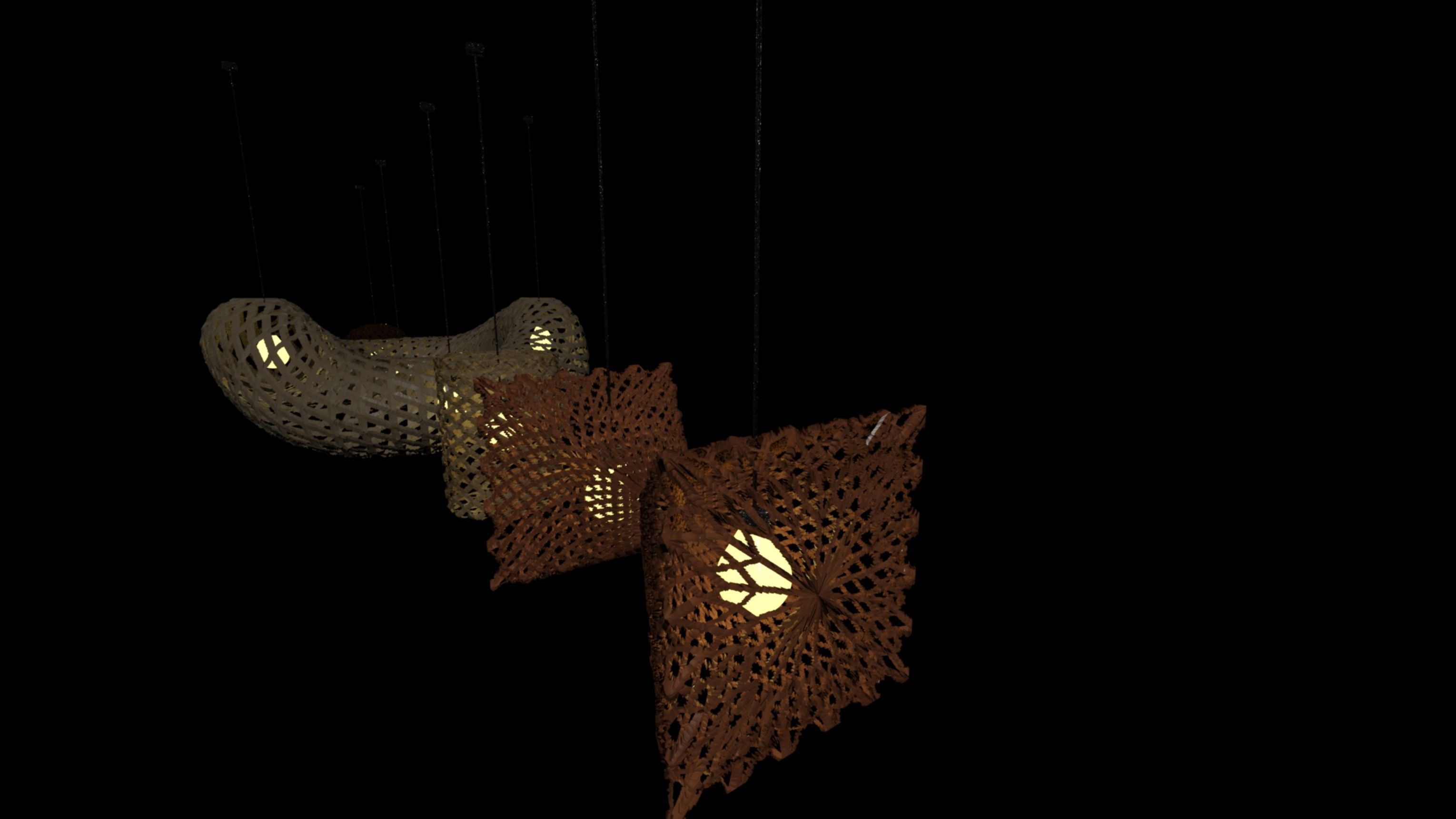3D model 3D MODEL OF A DECORATIVE PARAMETRIC RATTAN CEILING CHANDELIER ...
