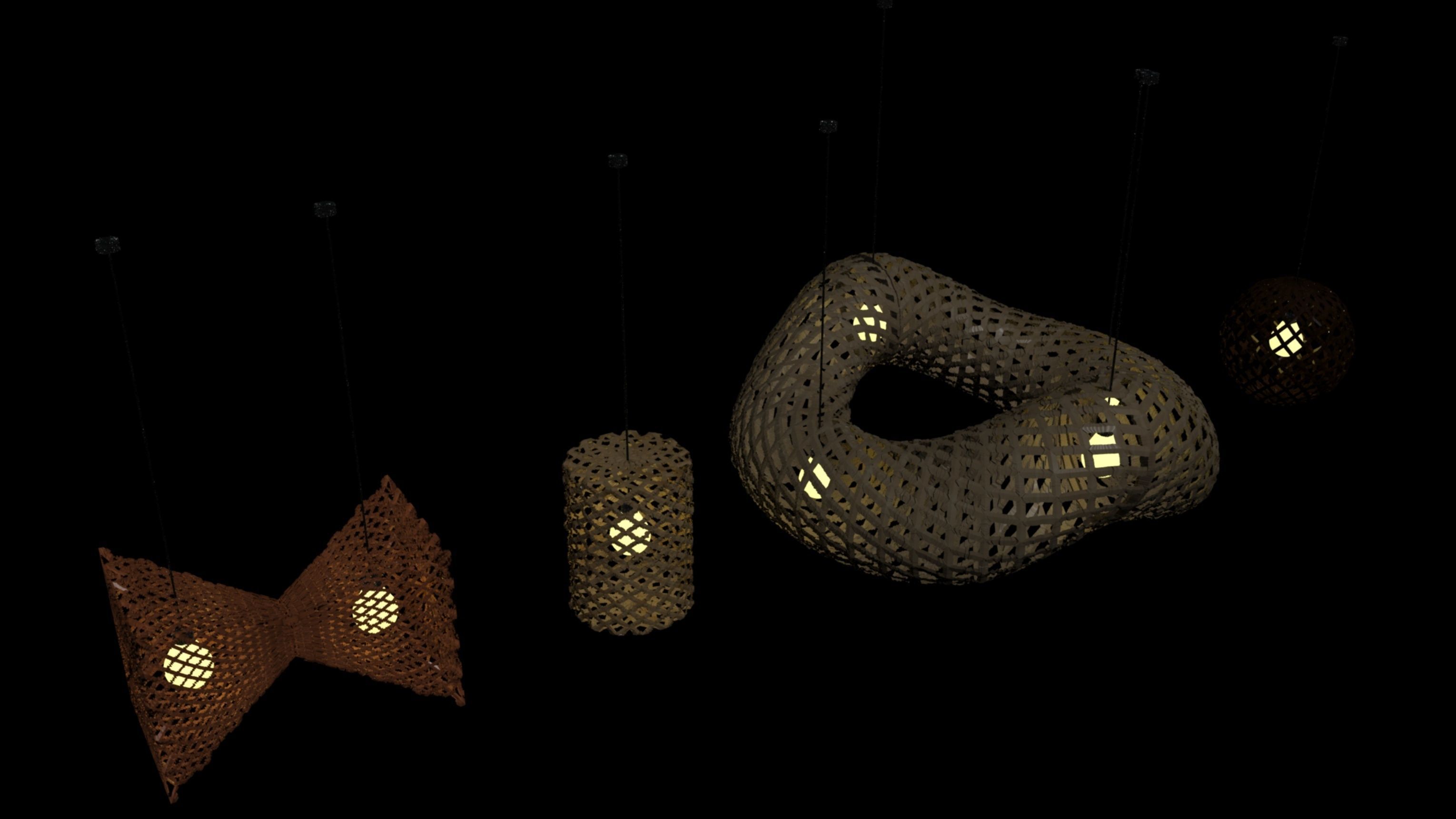 3D model 3D MODEL OF A DECORATIVE PARAMETRIC RATTAN CEILING CHANDELIER ...