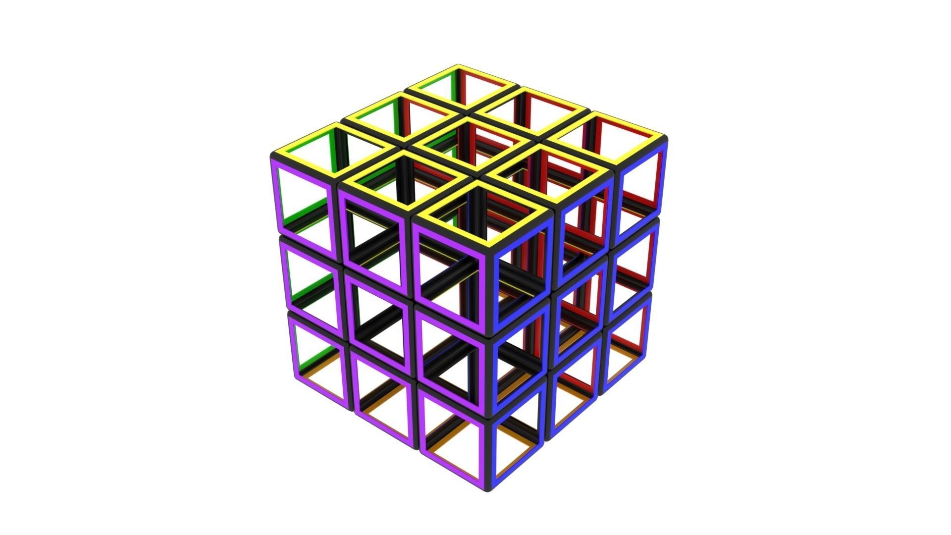 Rubiks Cubes Skeleton Collection 3D model | CGTrader