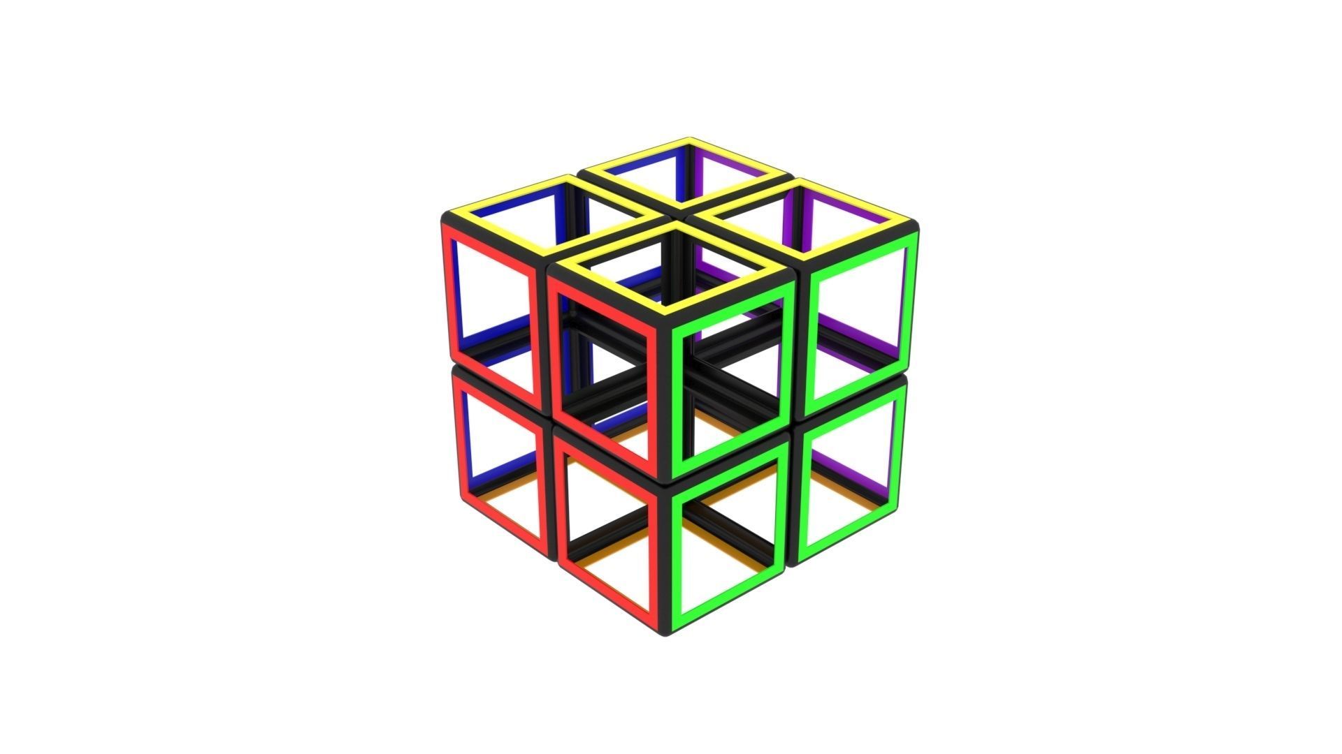 Rubiks Cubes Skeleton Collection 3D model | CGTrader