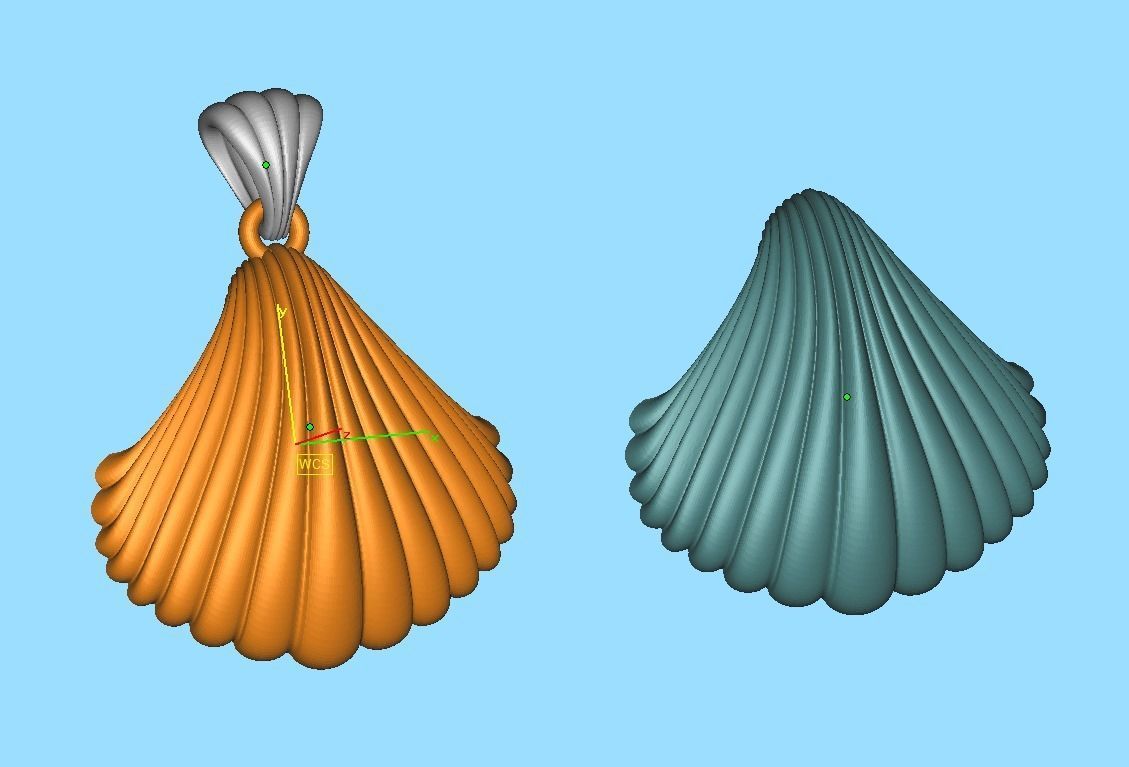 Scallop Shell Pendant Nautical Jewelry Necklace 3D model 3D printable ...