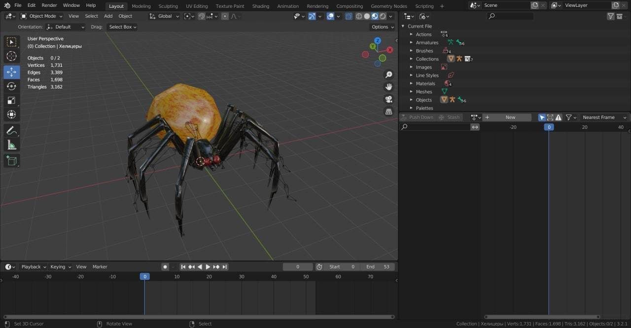 Terrifying spider for horror free VR / AR / low-poly 3D model animated ...