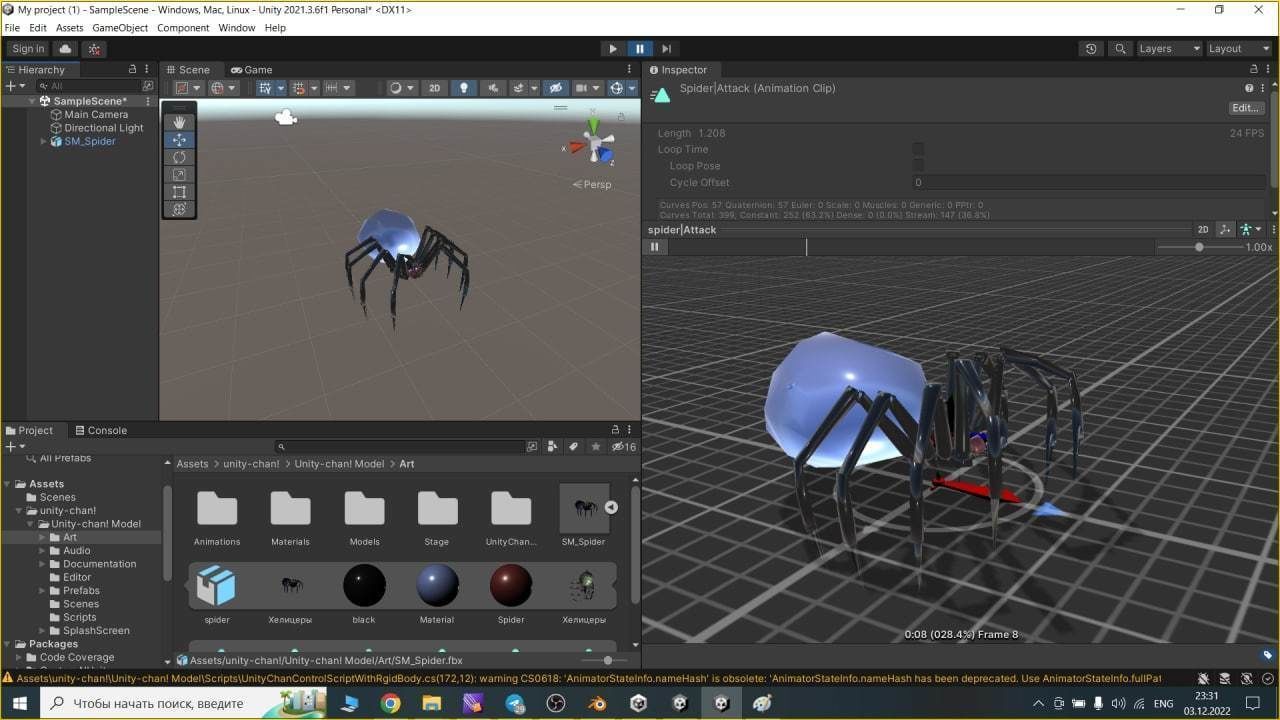 Terrifying spider for horror free VR / AR / low-poly 3D model animated ...