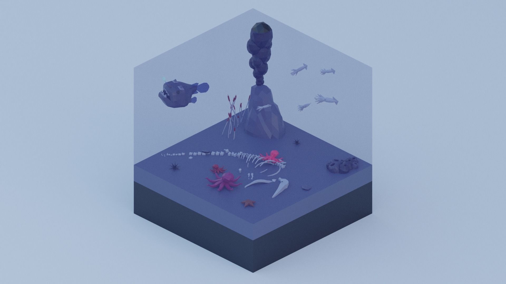 3D model Low poly aquatic scenes set VR / AR / low-poly | CGTrader