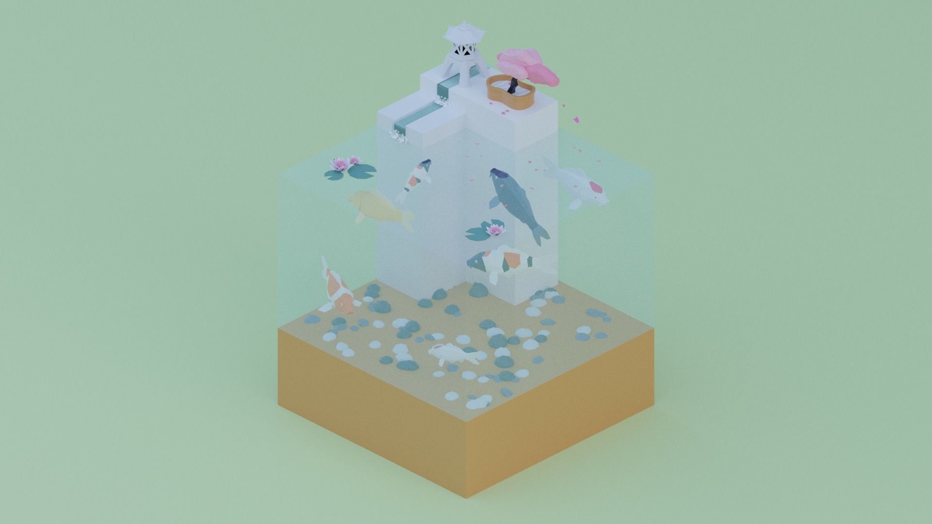 3D model Low poly aquatic scenes set VR / AR / low-poly | CGTrader