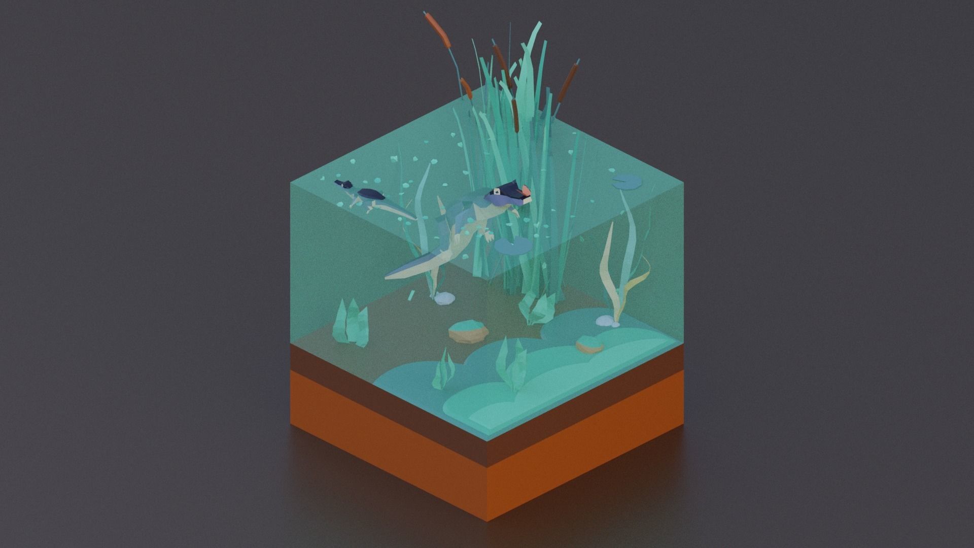3D model Low poly aquatic scenes set VR / AR / low-poly | CGTrader