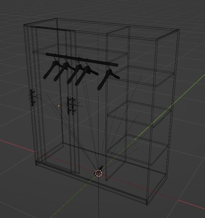 3D model Clothing Wardrobe with sliding doors VR / AR / low-poly | CGTrader