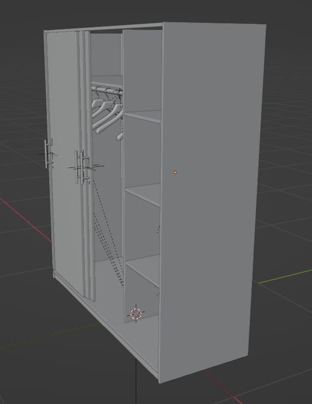 3D model Clothing Wardrobe with sliding doors VR / AR / low-poly | CGTrader
