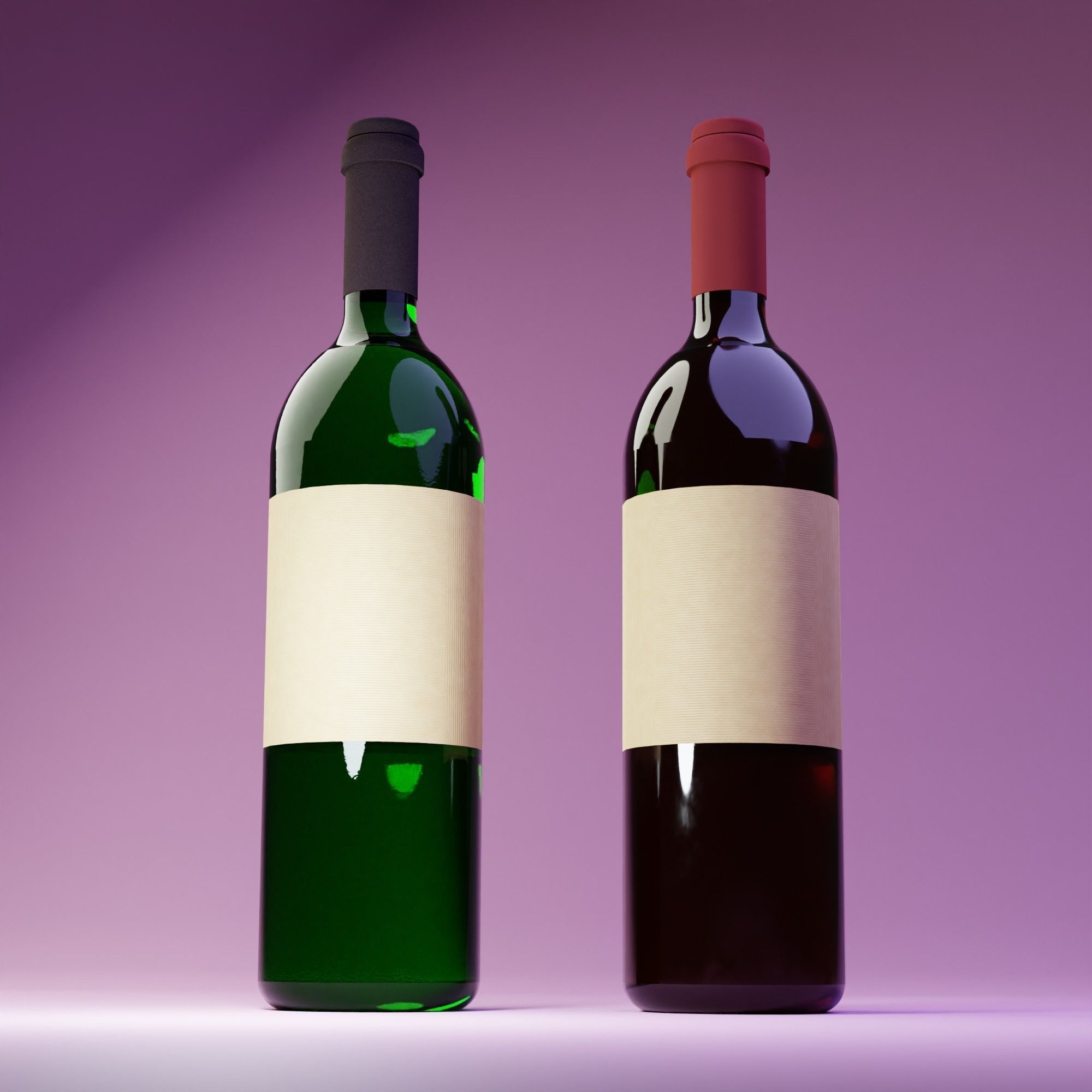 3d model of two bottles of wine placing in stage free 3D model | CGTrader