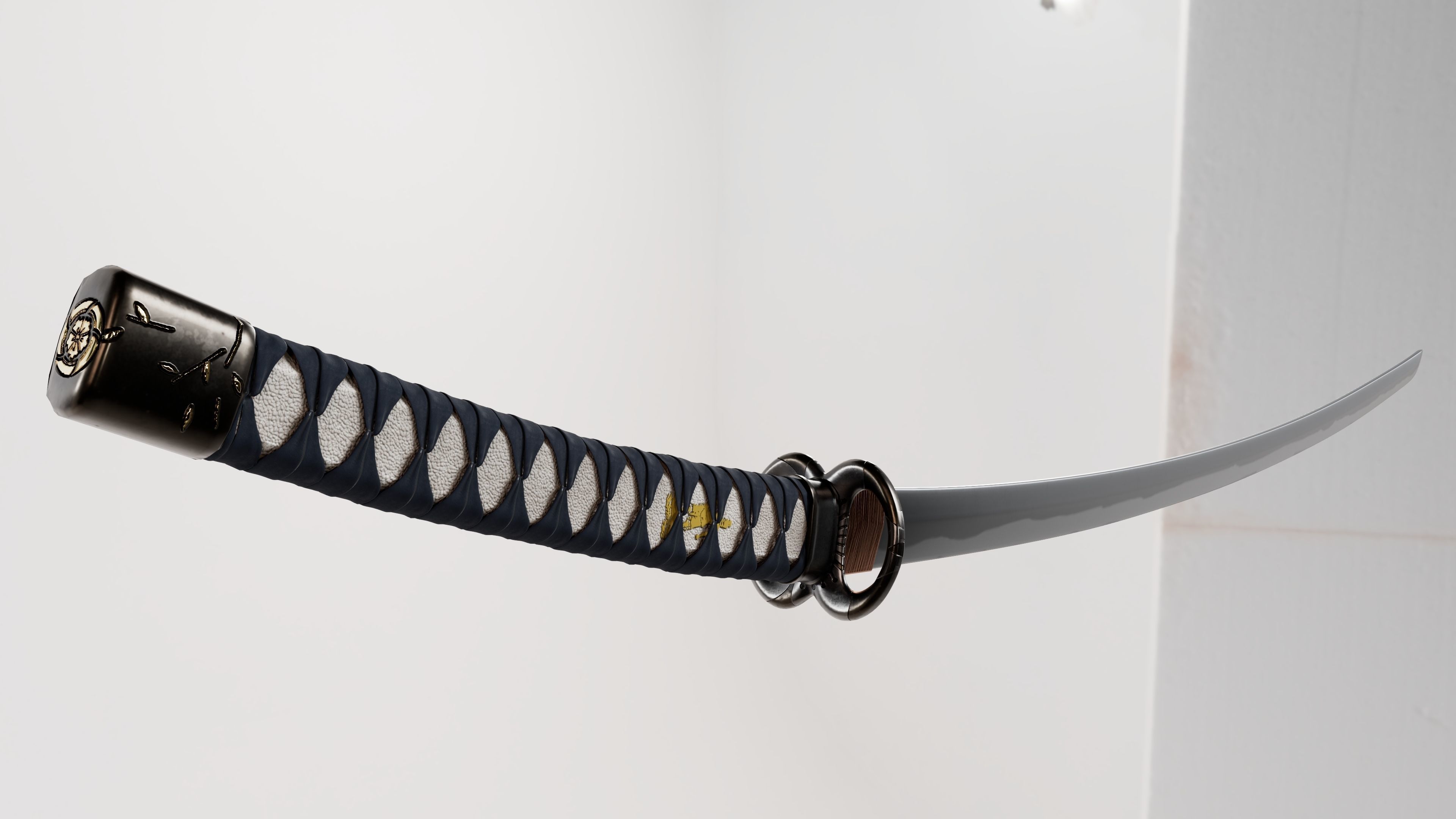 Katana model samurai sword hanging on wall free VR / AR / low-poly 3D ...