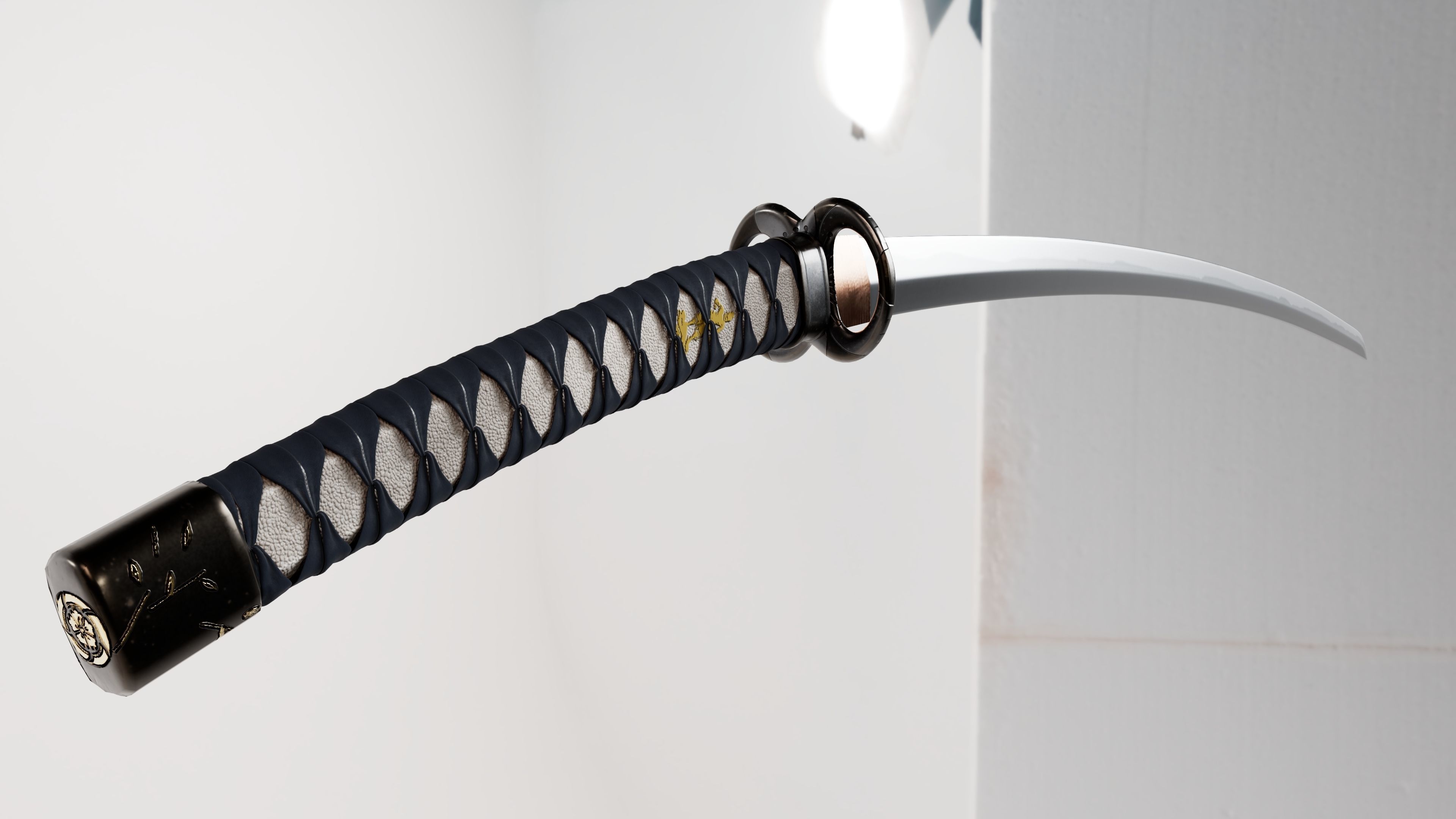 Katana model samurai sword hanging on wall free VR / AR / low-poly 3D ...