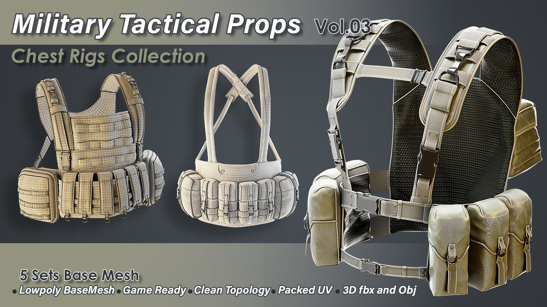 3D model Military Props Vol 03 Chest Rigs Collection VR / AR / low-poly ...